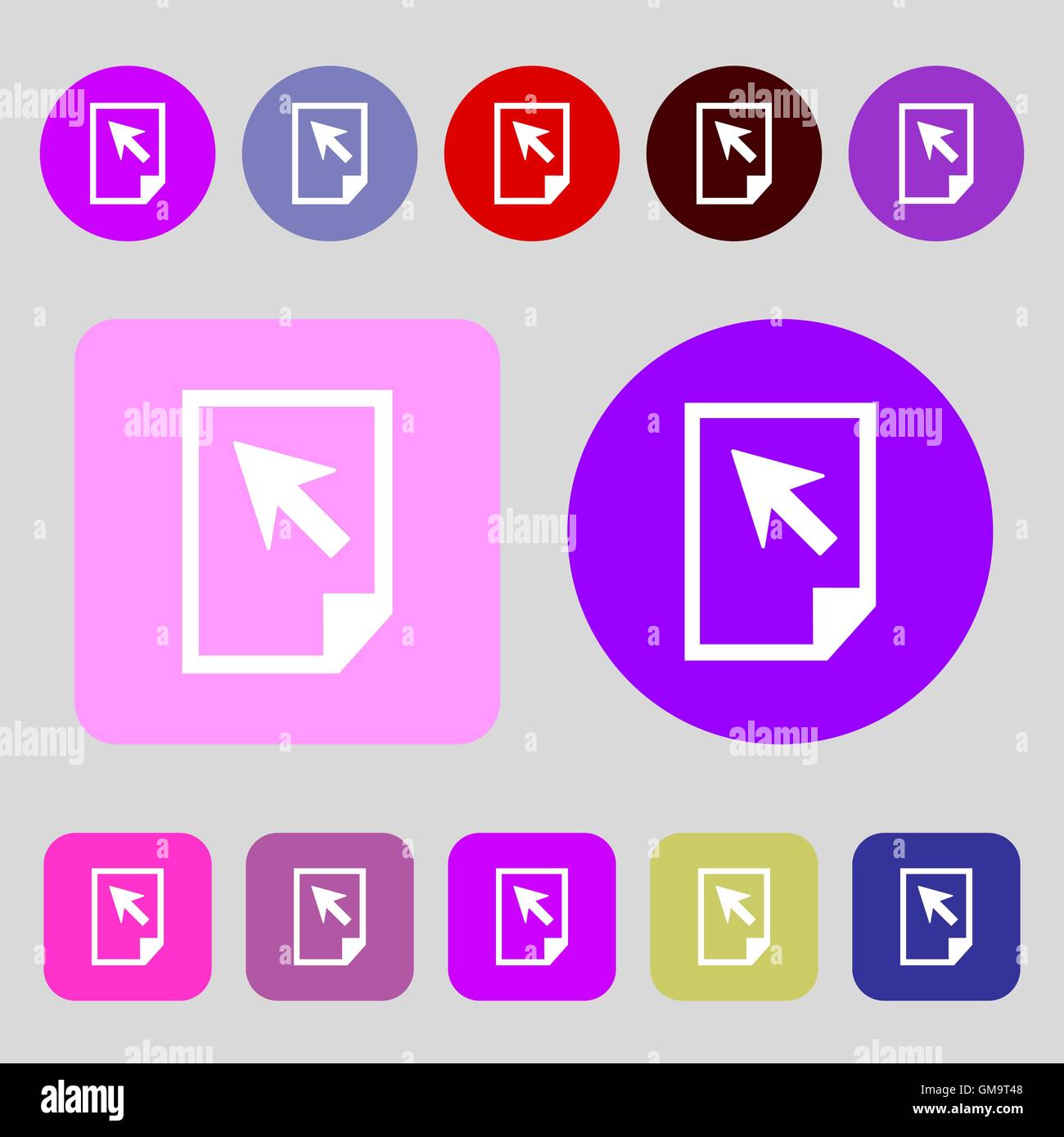 Text file sign icon. File document symbol. 12 colored buttons. Flat ...