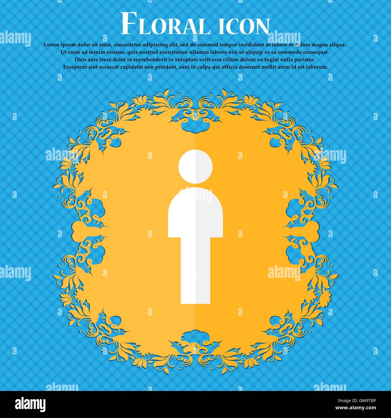 Human sign icon. Man Person symbol. Male toilet. Floral flat design on ...