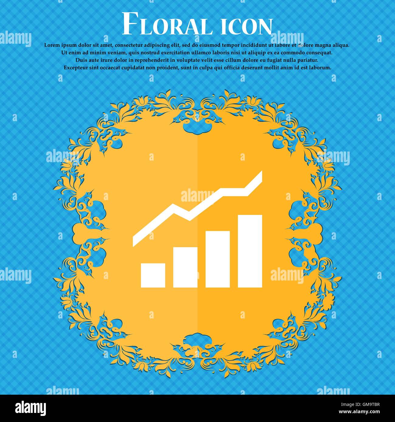 Growth and development concept. graph of Rate . Floral flat design on a ...