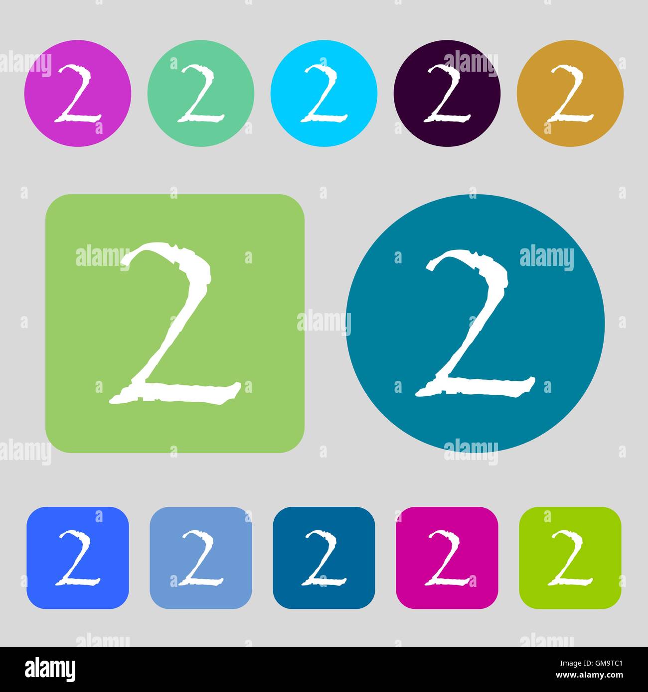 Second place award sign. Winner symbol. Step two. 12 colored buttons ...