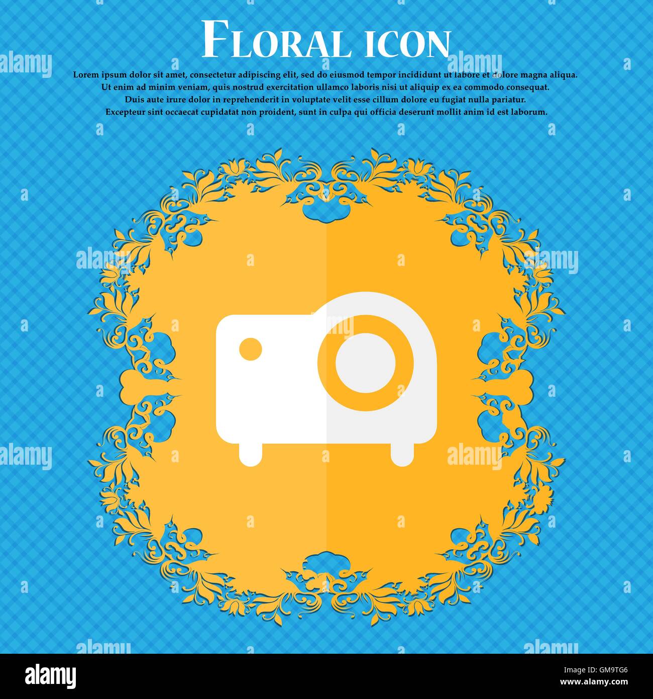 projector . Floral flat design on a blue abstract background with place ...