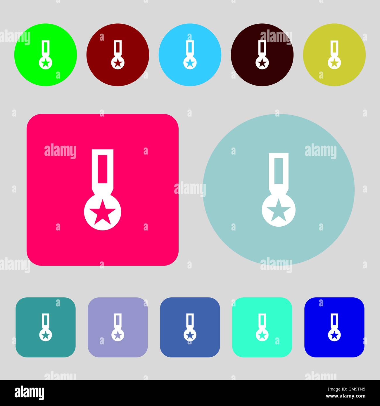 Award, Medal of Honor icon sign. 12 colored buttons. Flat design ...