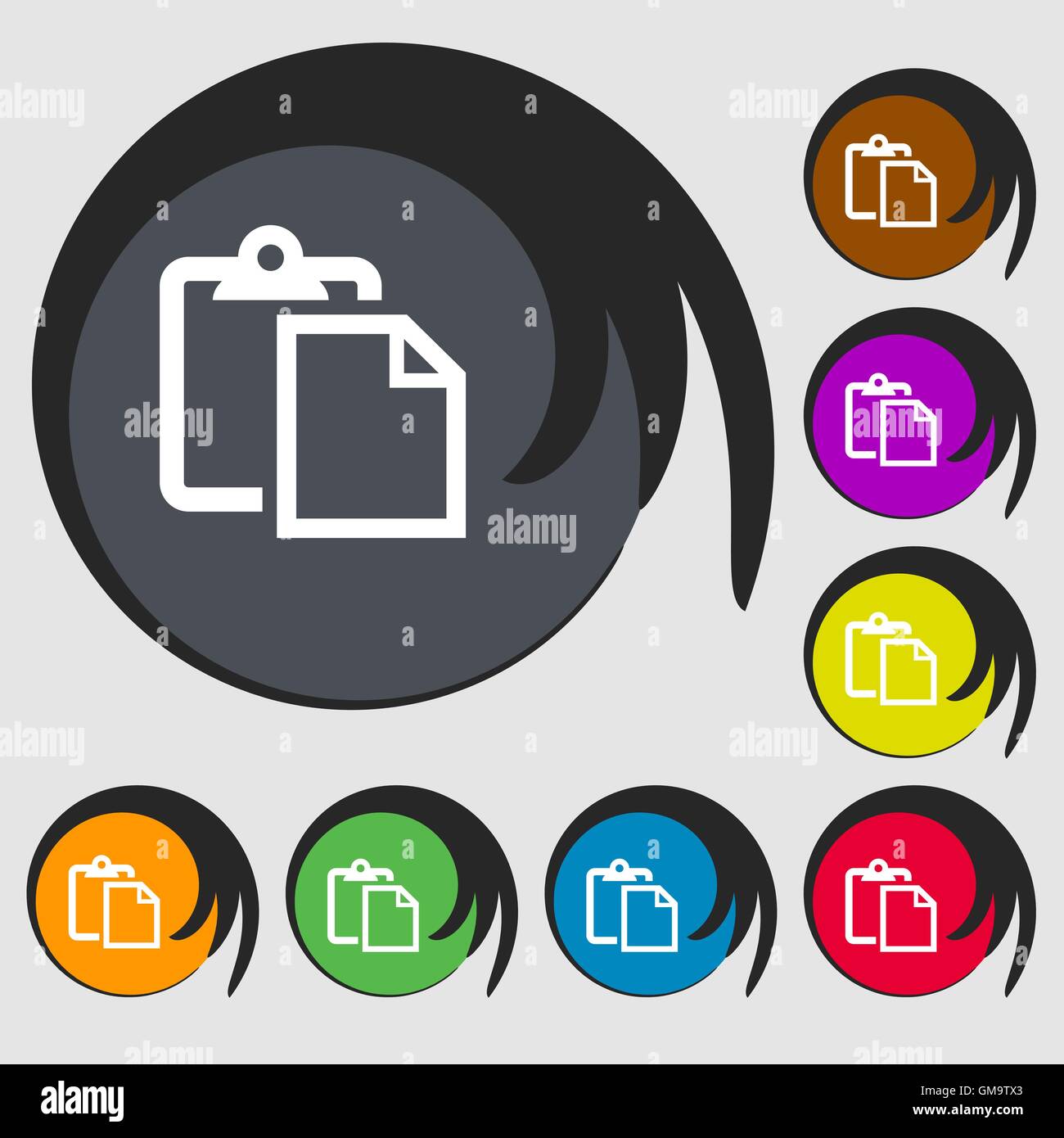 Edit document sign icon. Symbols on eight colored buttons. Vector Stock ...