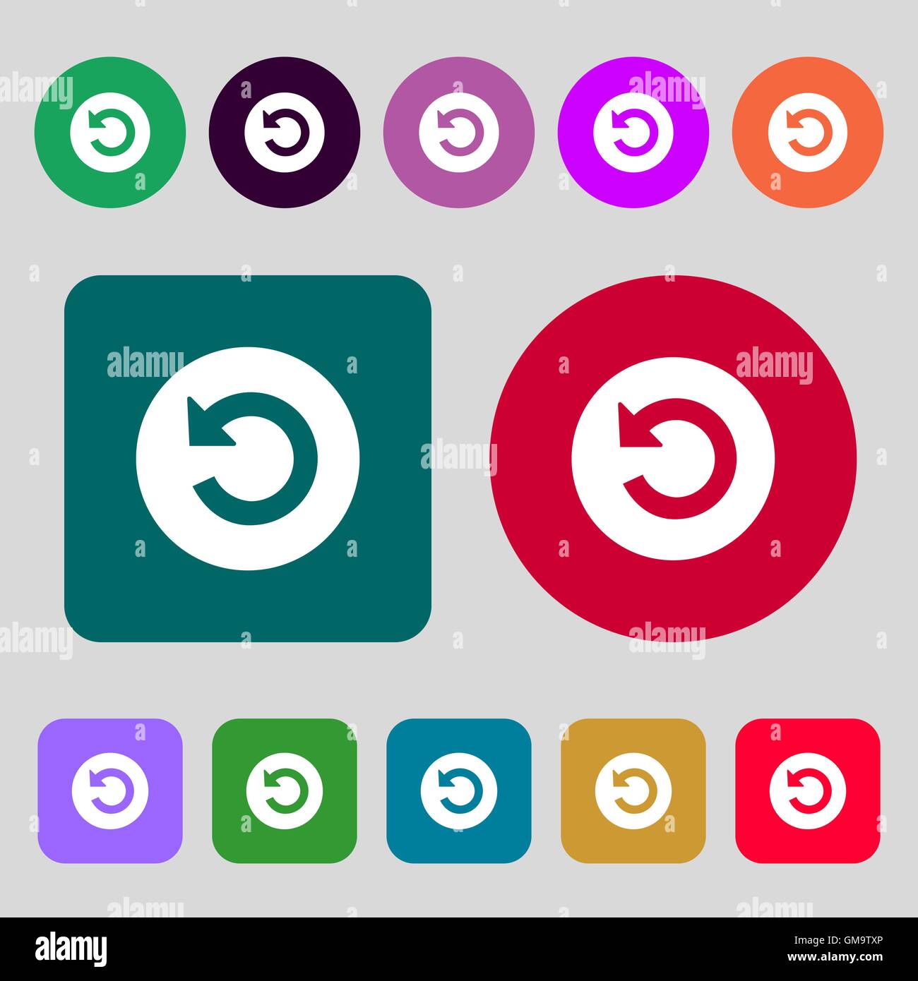 Upgrade, arrow icon sign. 12 colored buttons. Flat design. Vector Stock ...