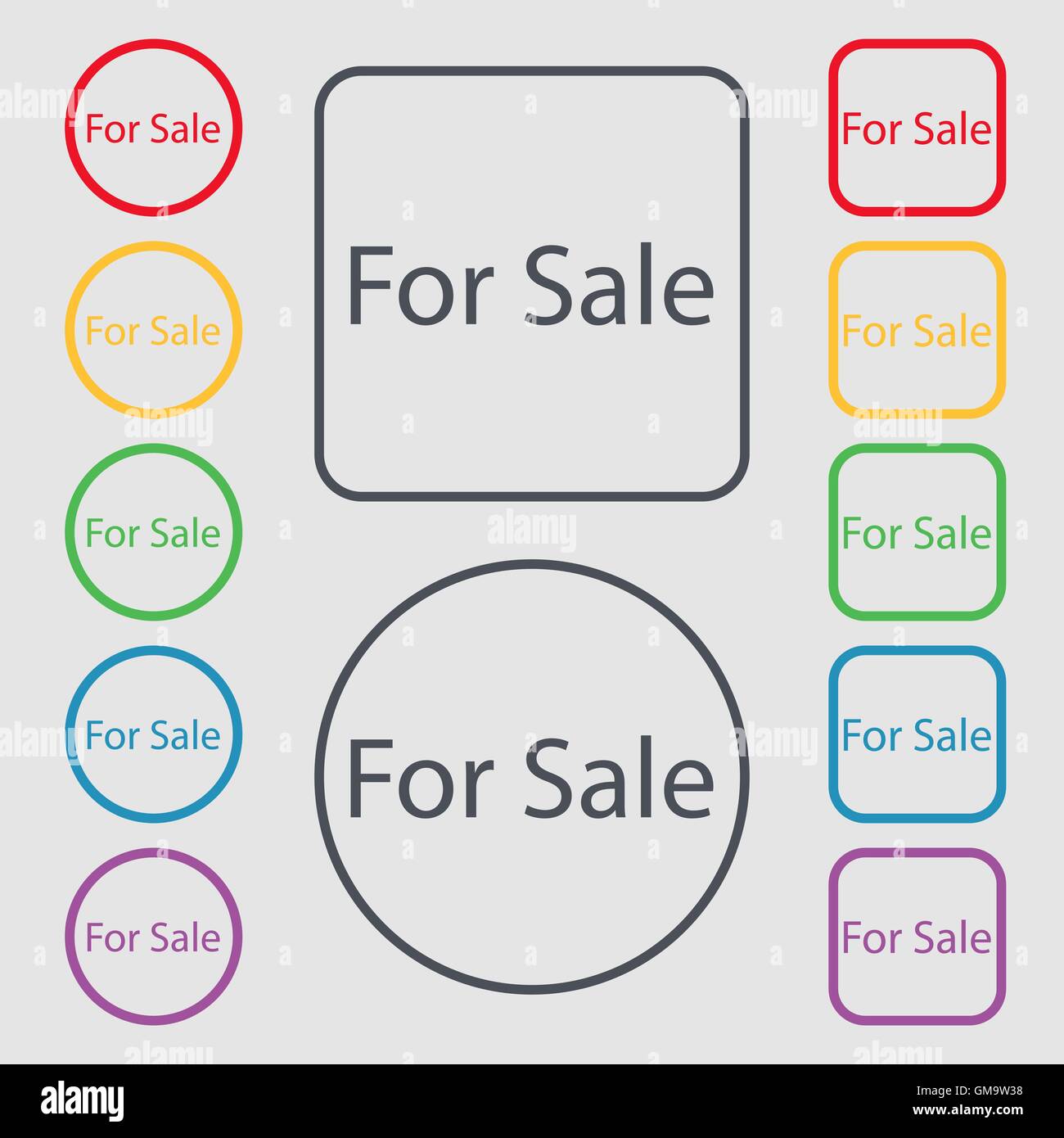 For sale sign icon. Real estate selling. Symbols on the Round and ...