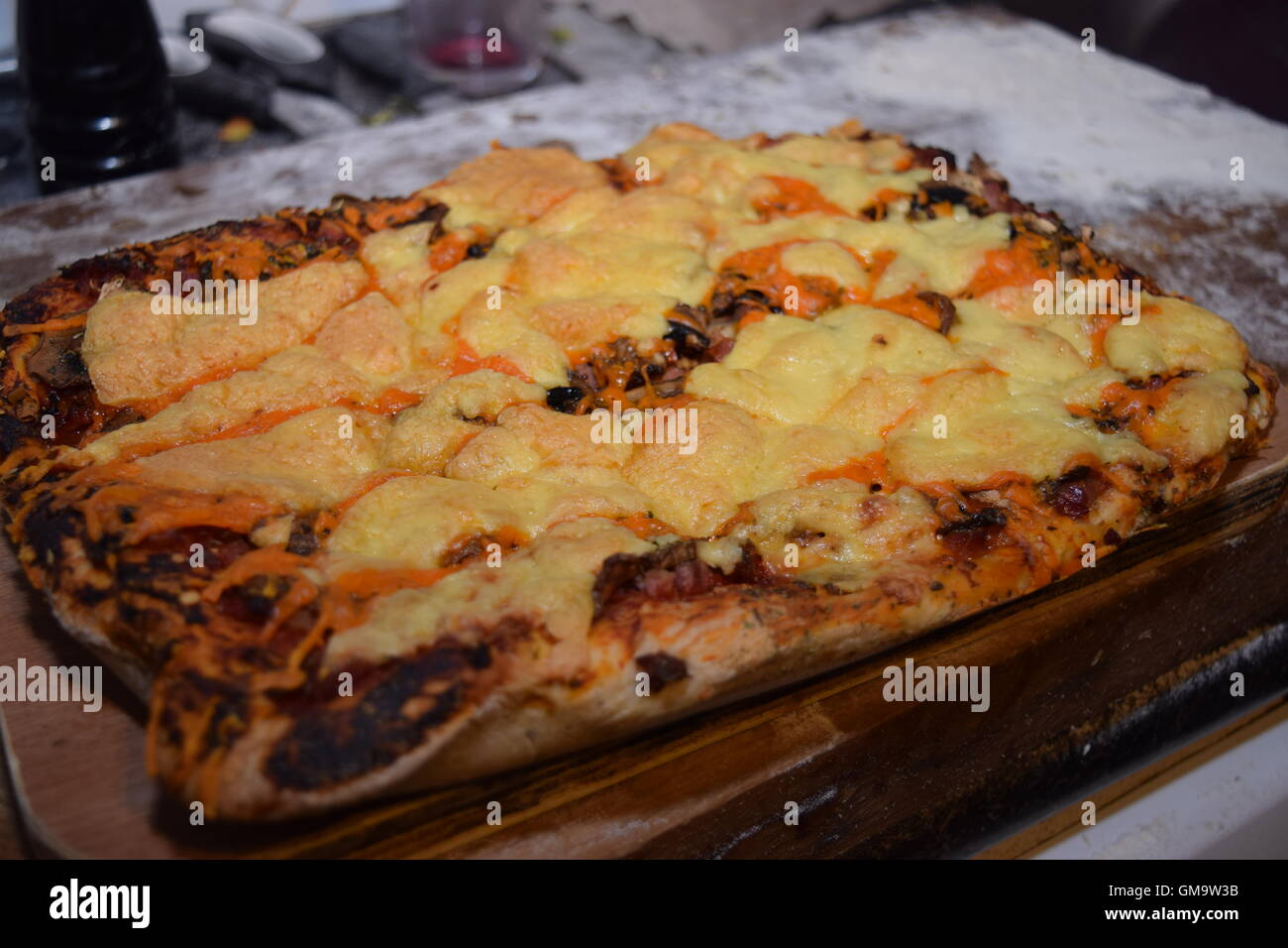 Homemade Square Pizza Stock Photo - Alamy