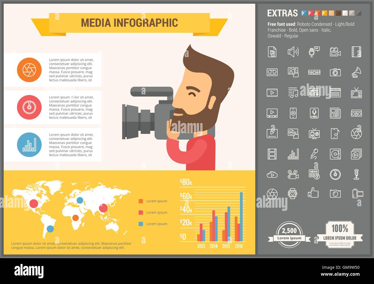 Media flat design Infographic Template Stock Vector Image & Art - Alamy