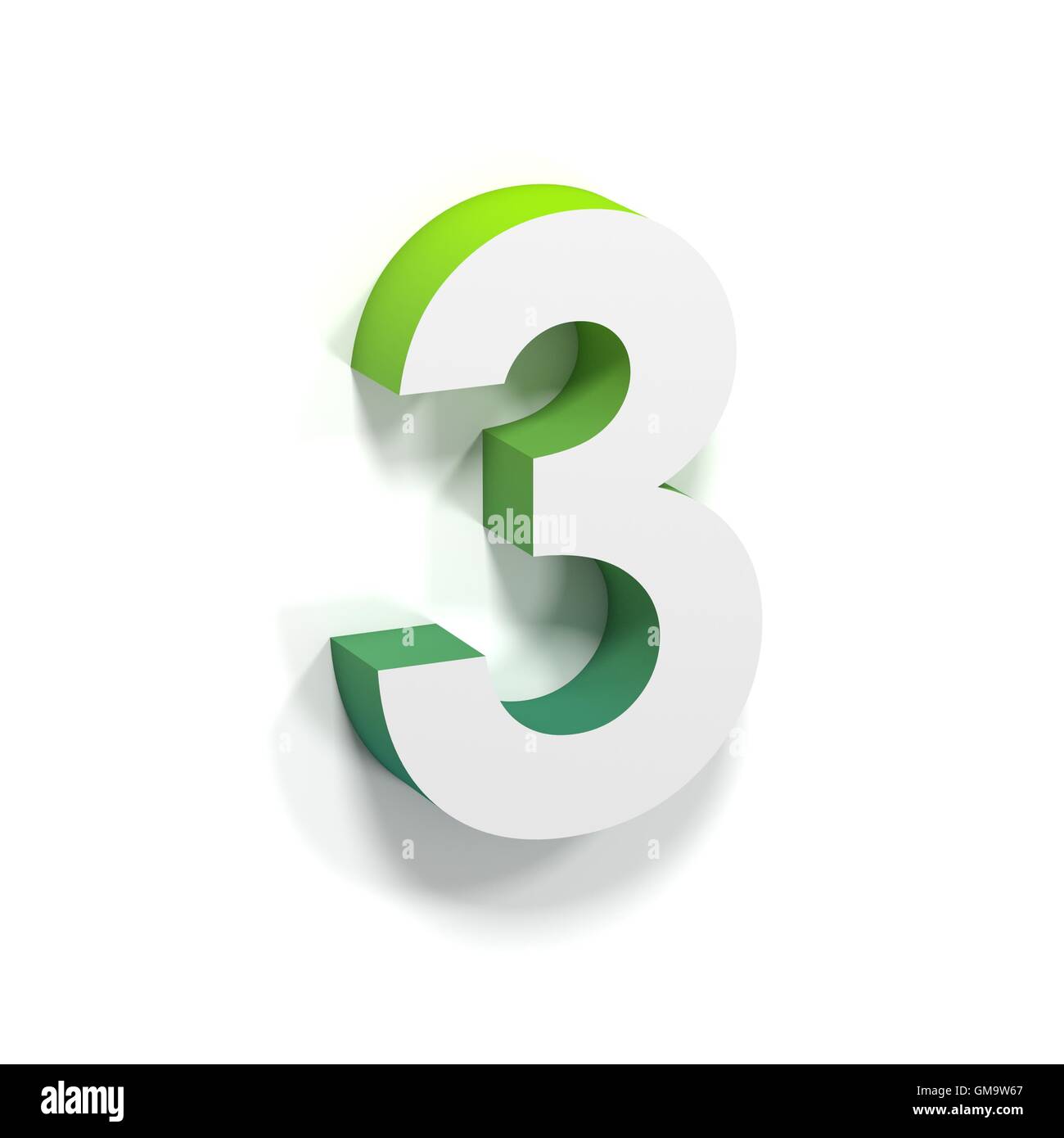 Green gradient and soft shadow number THREE - 3. 3D render illustration ...