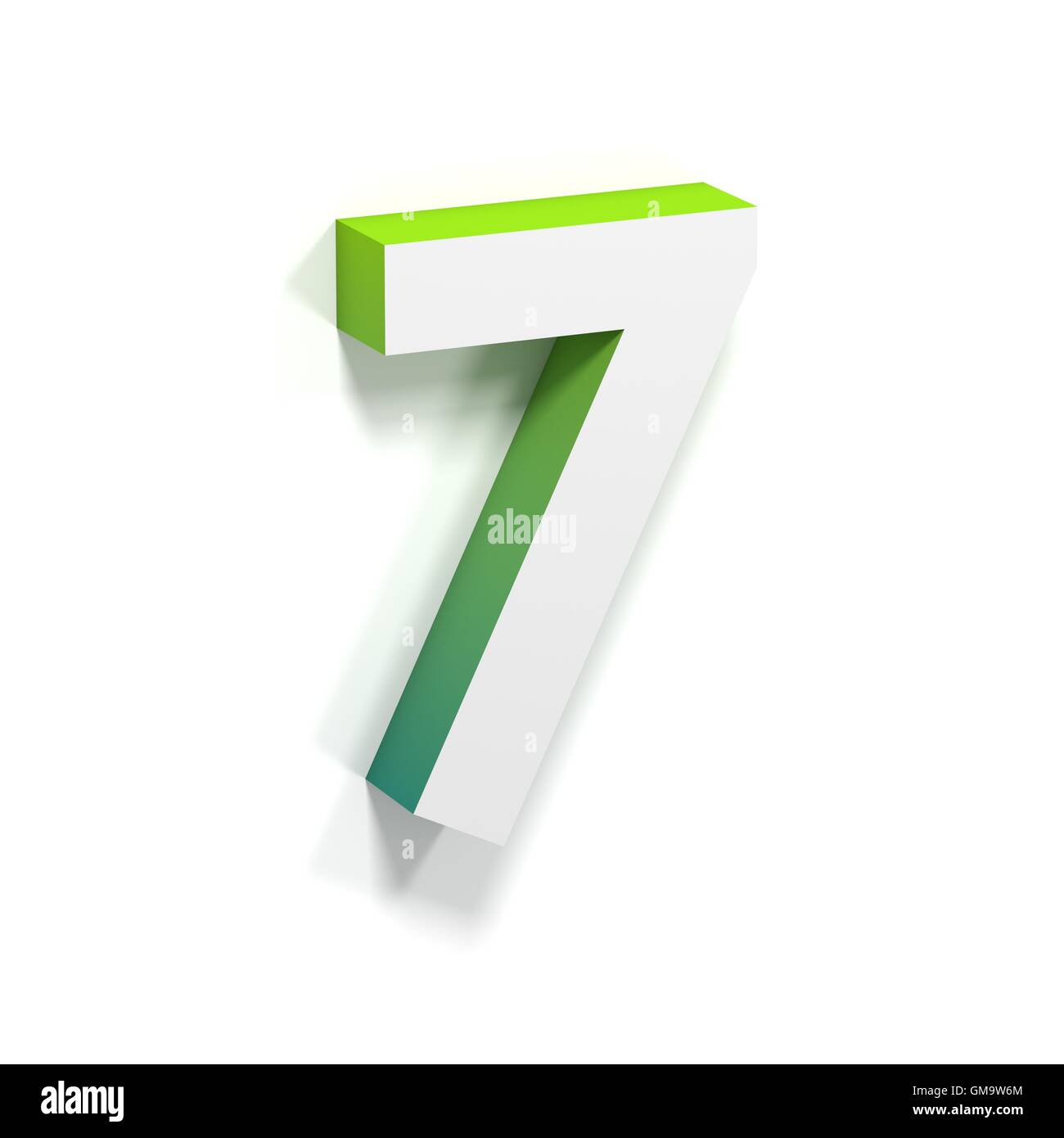 Green gradient and soft shadow number SEVEN - 7. 3D render illustration ...
