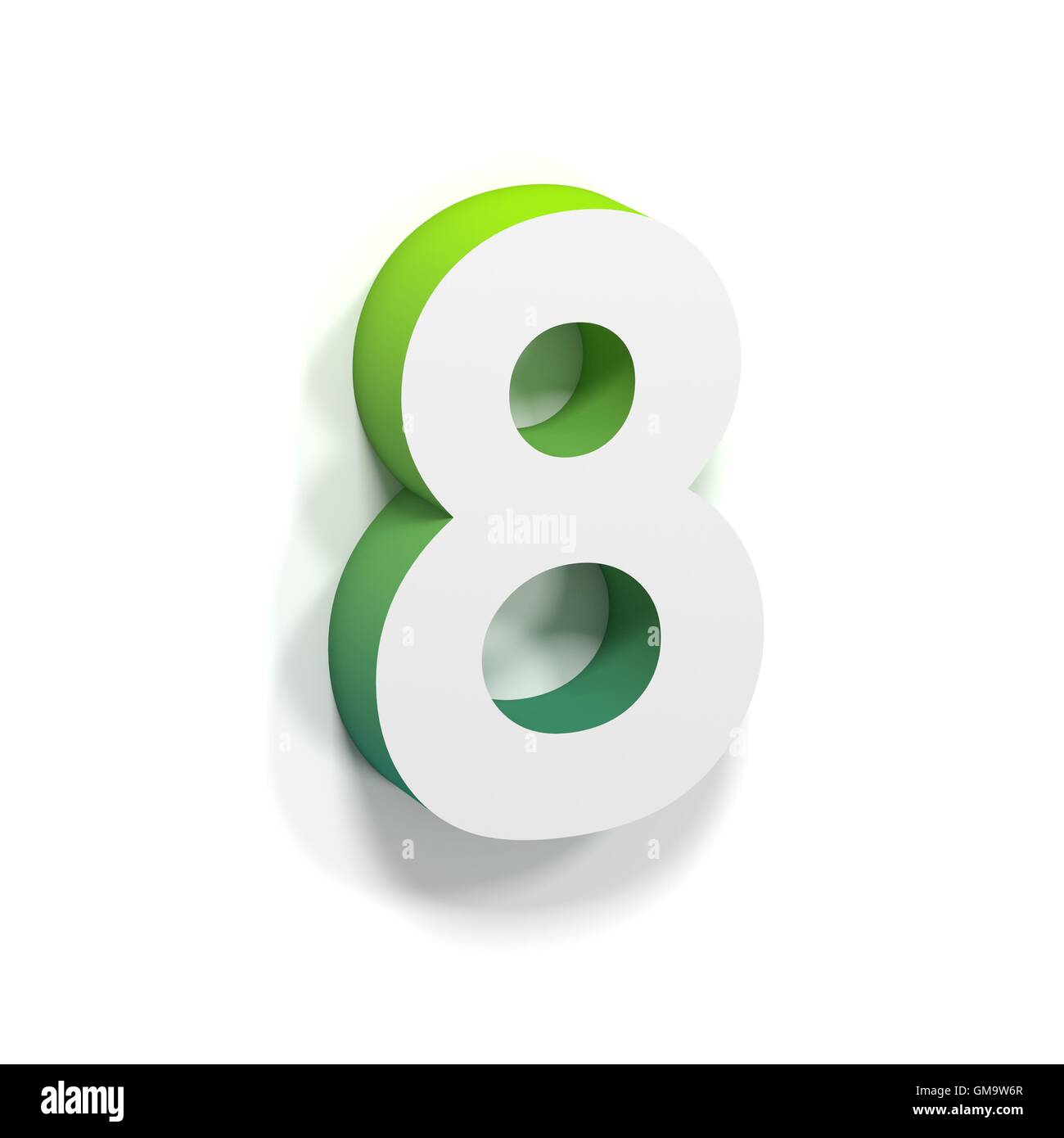 Green gradient and soft shadow number EIGHT - 8. 3D render illustration ...