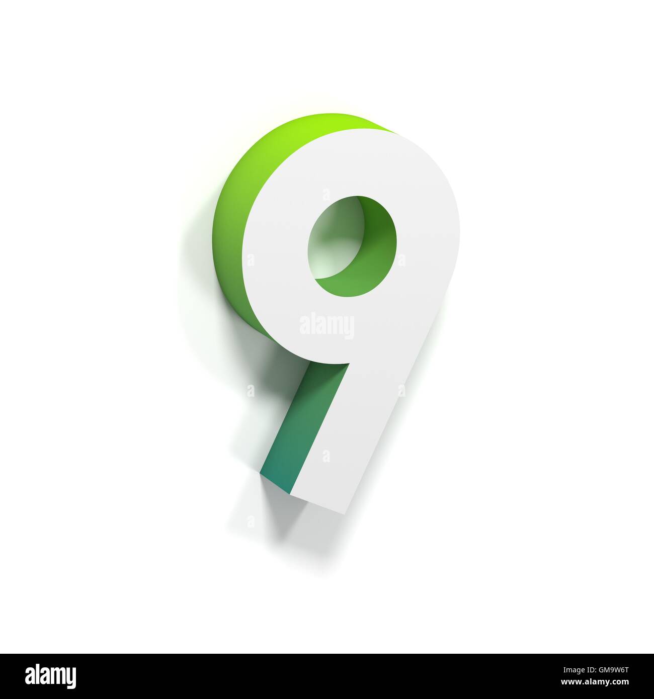 Green gradient and soft shadow number NINE - 9. 3D render illustration ...