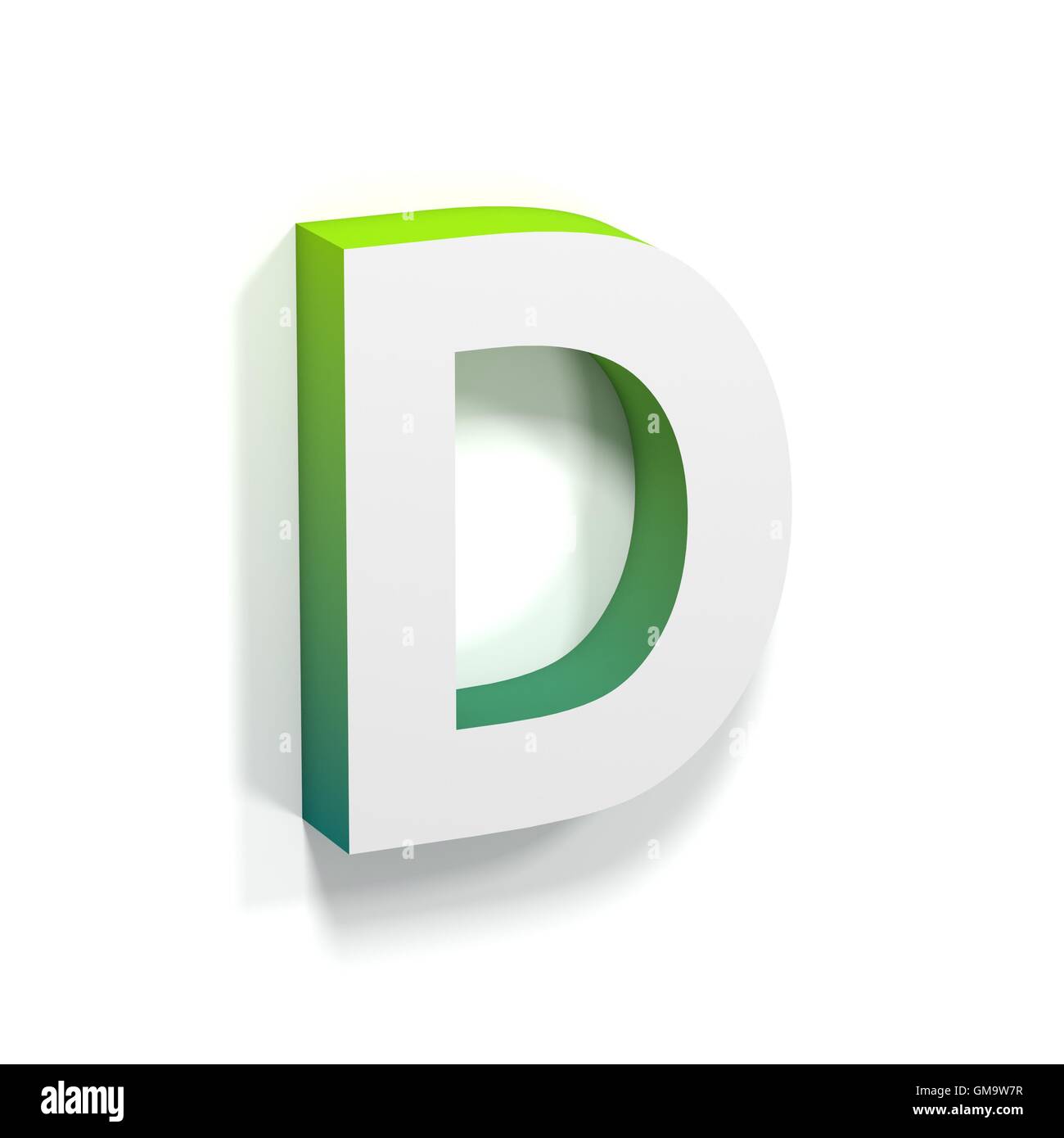 Green gradient and soft shadow font. Letter D. 3D render illustration ...