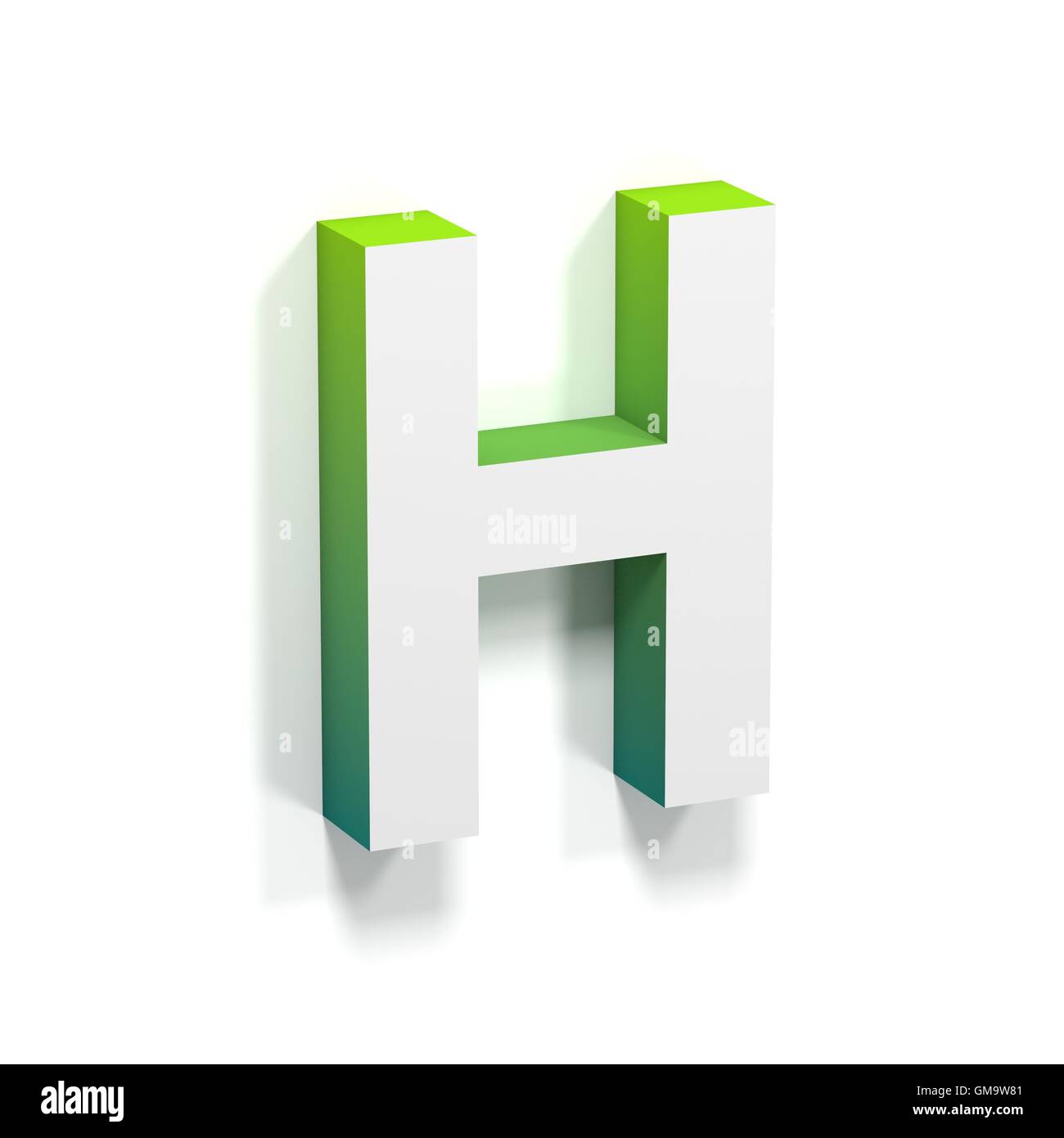 Green gradient and soft shadow font. Letter H. 3D render illustration ...