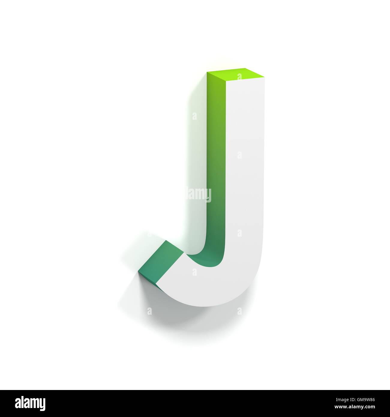 Green gradient and soft shadow font. Letter J. 3D render illustration ...
