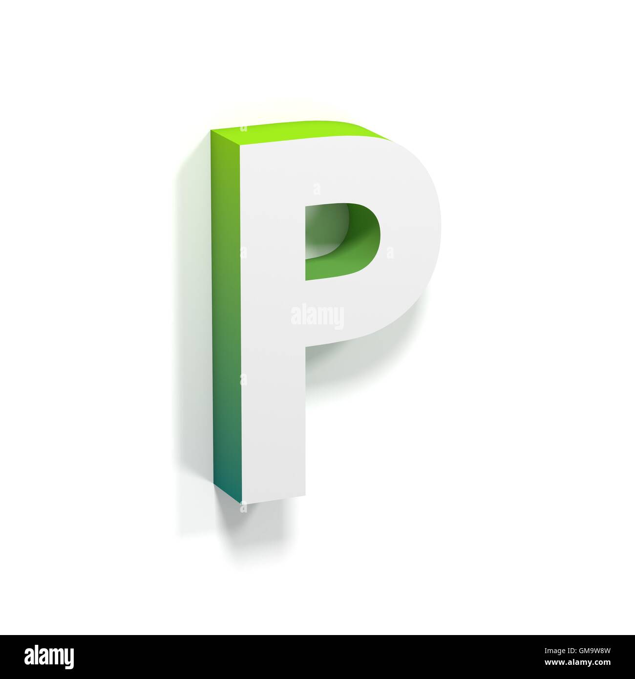 Green gradient and soft shadow font. Letter P. 3D render illustration ...