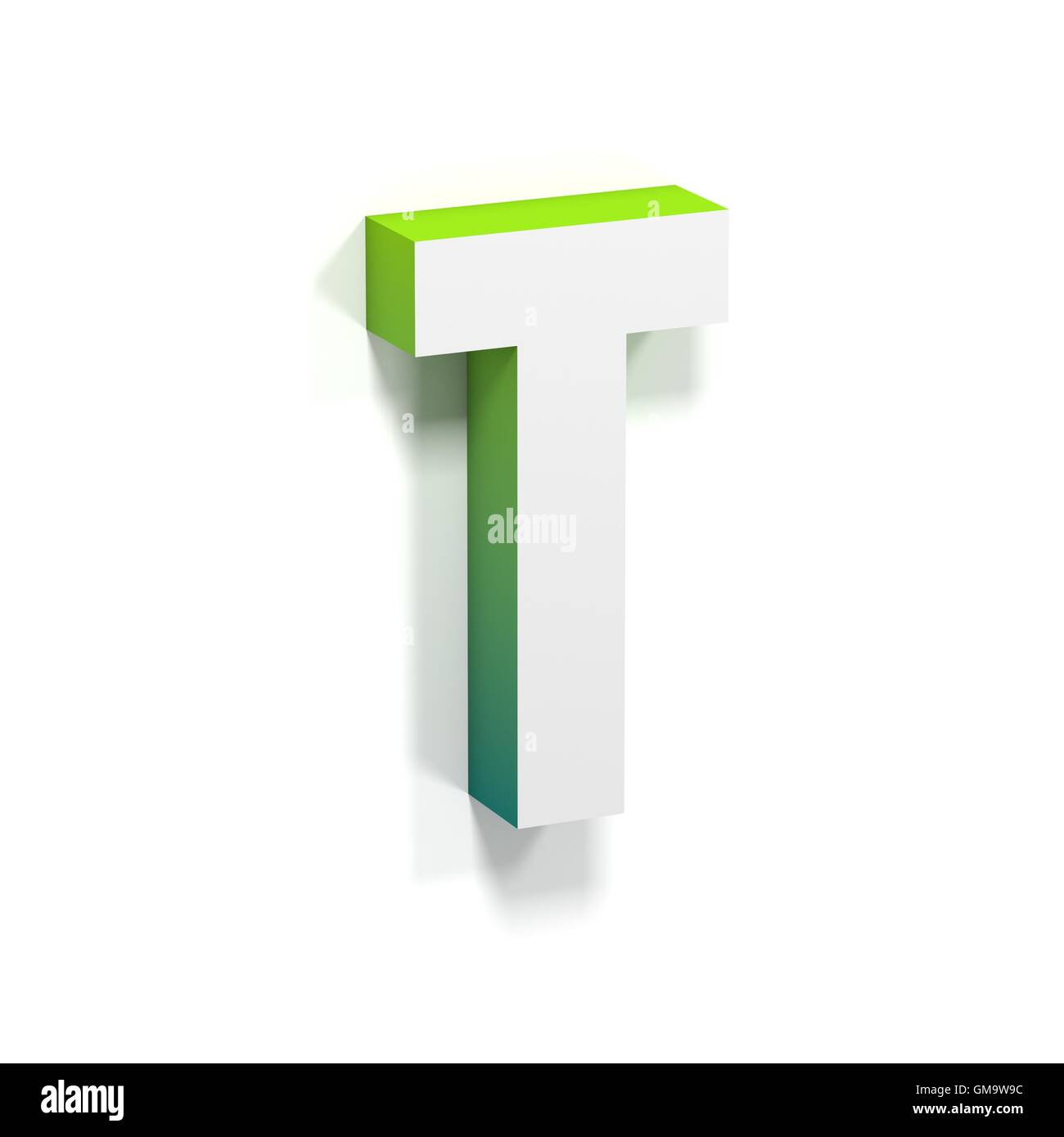Green gradient and soft shadow font. Letter T. 3D render illustration ...