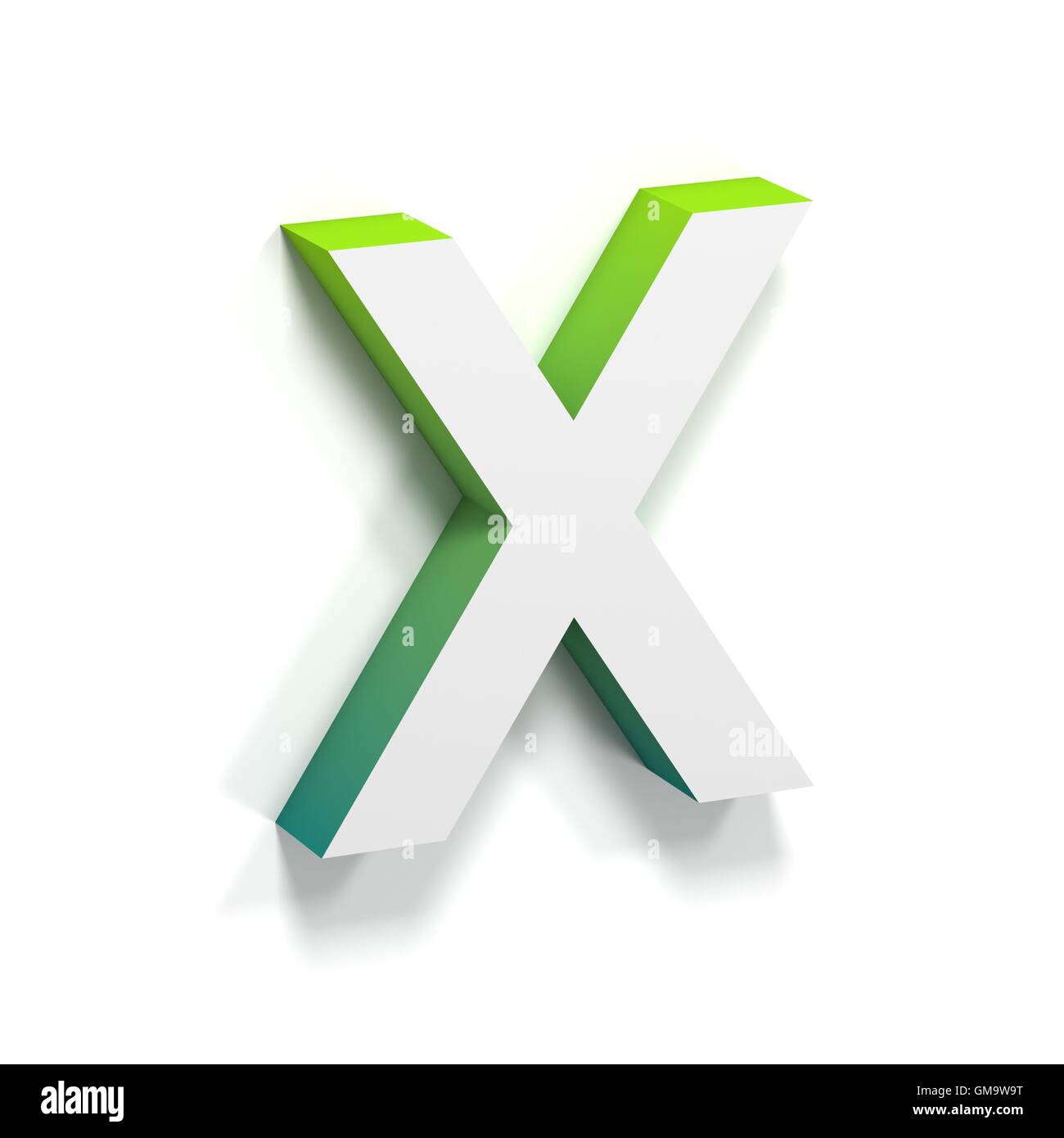 Green gradient and soft shadow font. Letter X. 3D render illustration ...