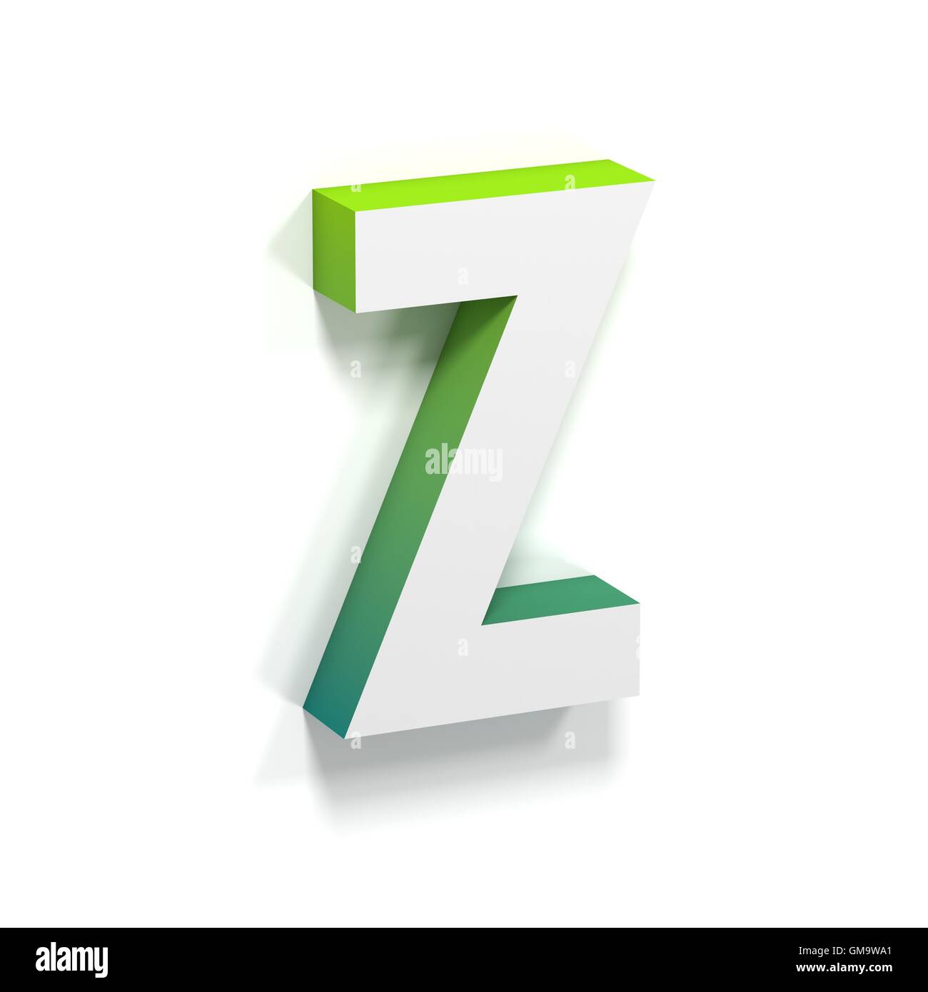 Green gradient and soft shadow font. Letter Z. 3D render illustration ...