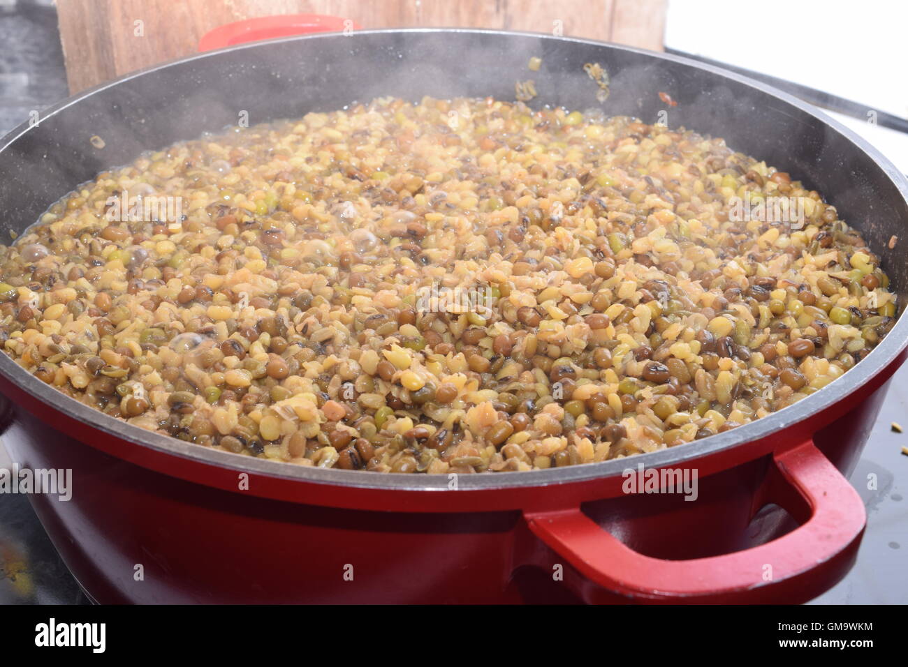 Pot of Cooking Lentils Stock Photo - Alamy