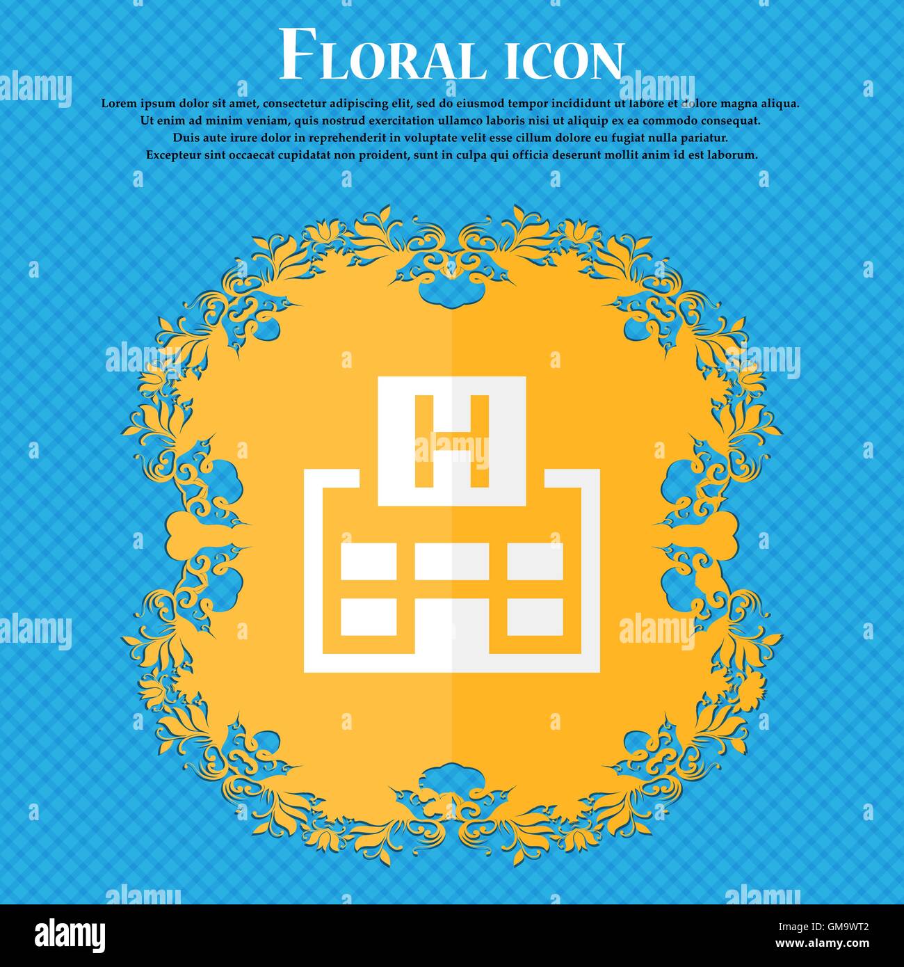 Hotkey . Floral flat design on a blue abstract background with place ...