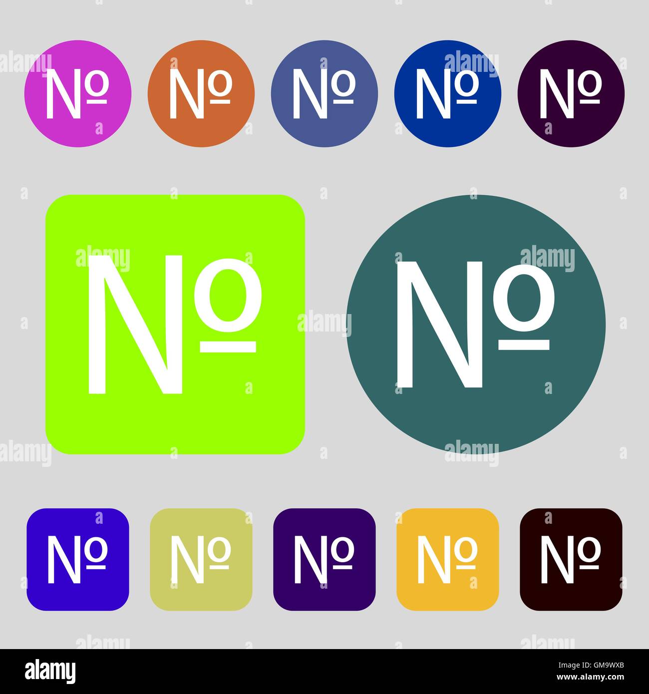 number icon. Set Flat modern. 12 colored buttons. Flat design. Vector ...