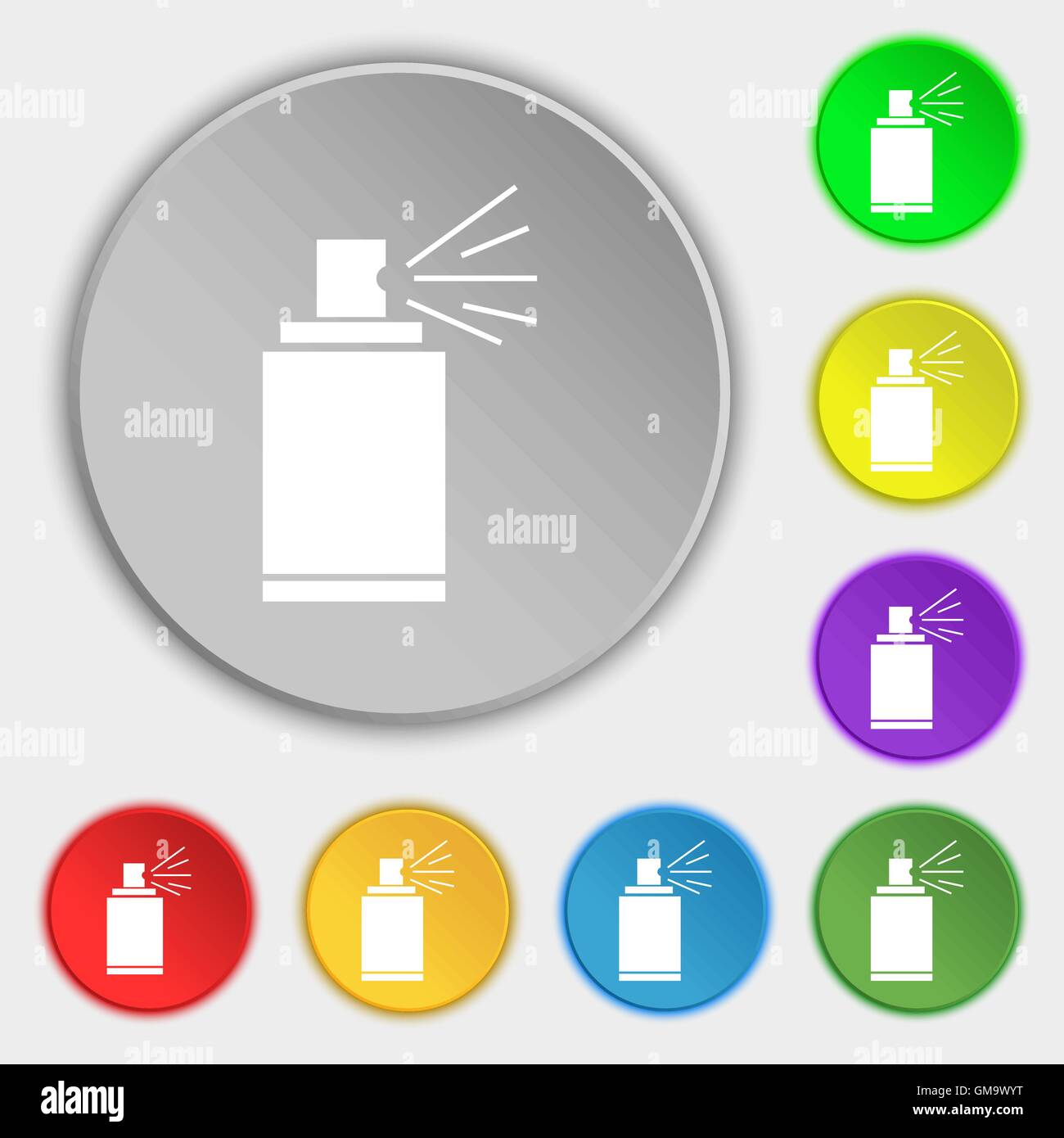 Graffiti spray can sign icon. Aerosol paint symbol. Symbols on eight ...
