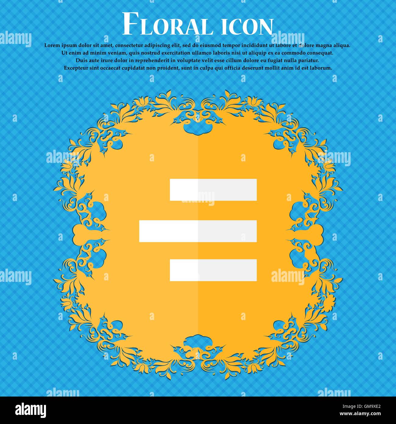 Right-aligned icon sign. Floral flat design on a blue abstract ...