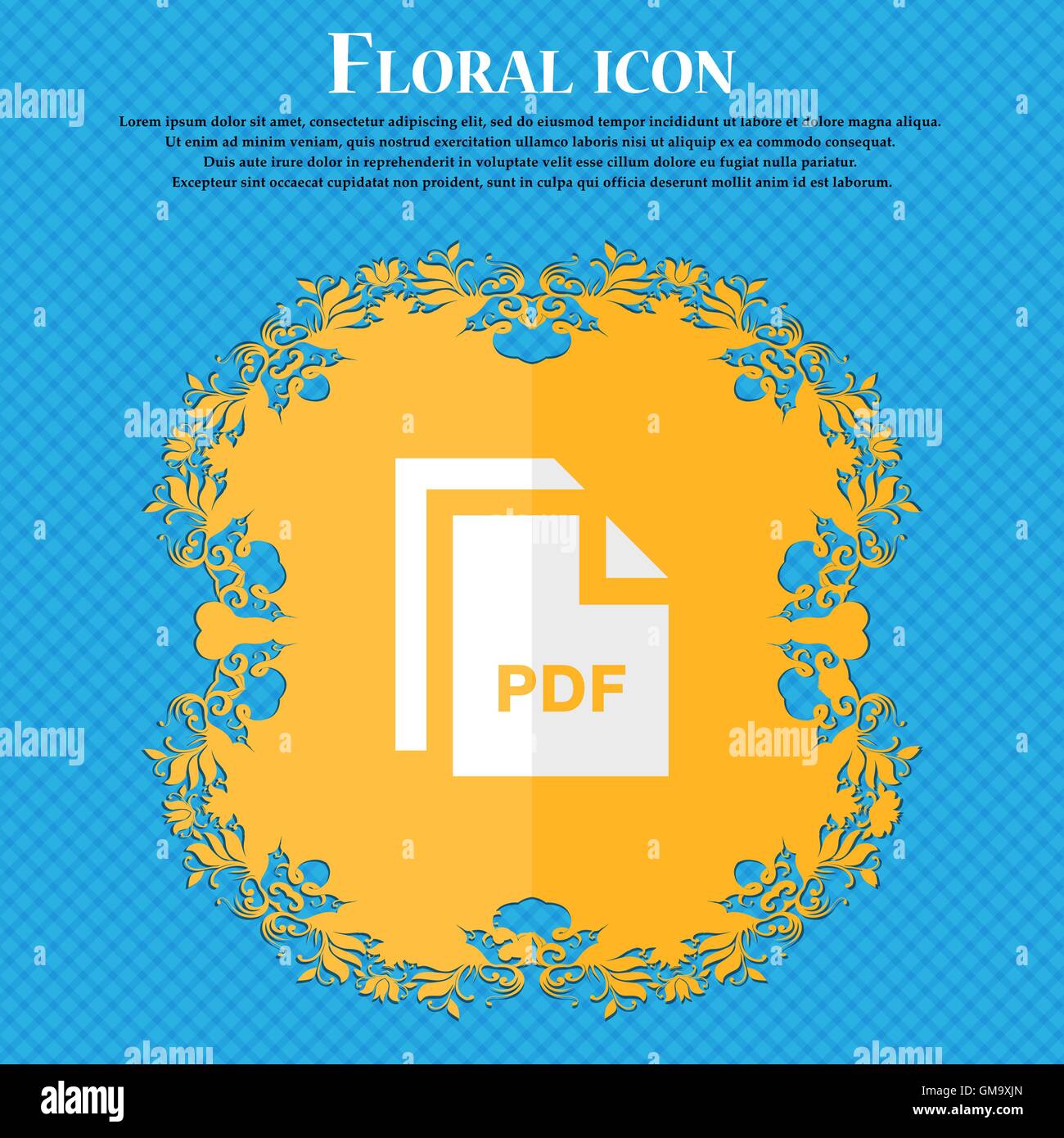 file PDF. Floral flat design on a blue abstract background with place ...
