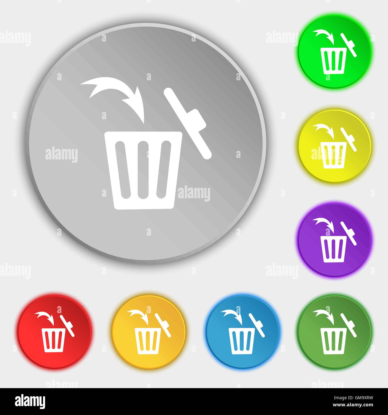 Recycle bin sign icon. Symbols on eight flat buttons. Vector Stock ...