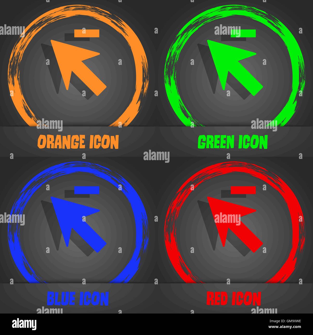 Cursor, arrow minus icon sign. Fashionable modern style. In the orange ...