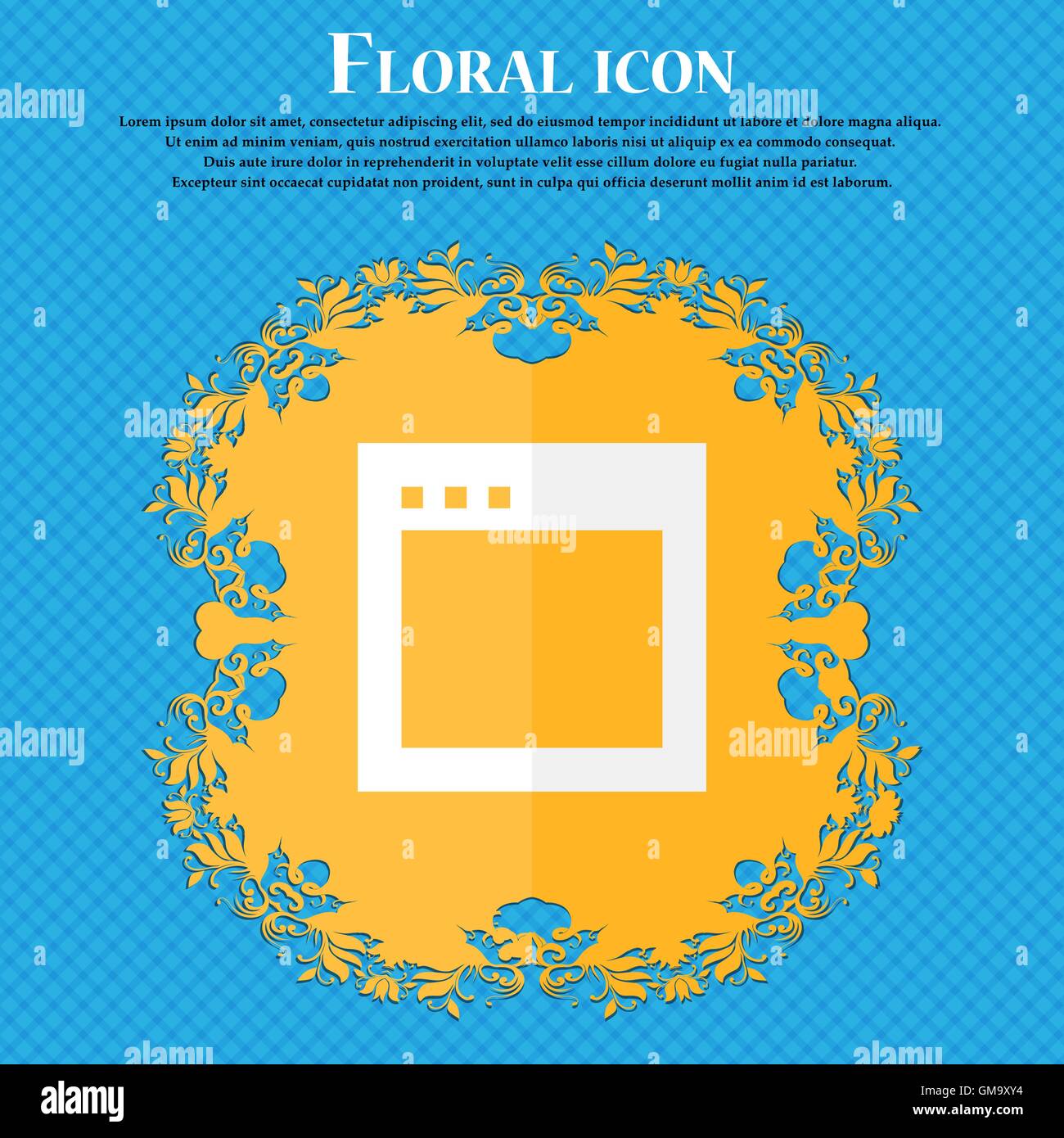 Simple Browser window . Floral flat design on a blue abstract ...
