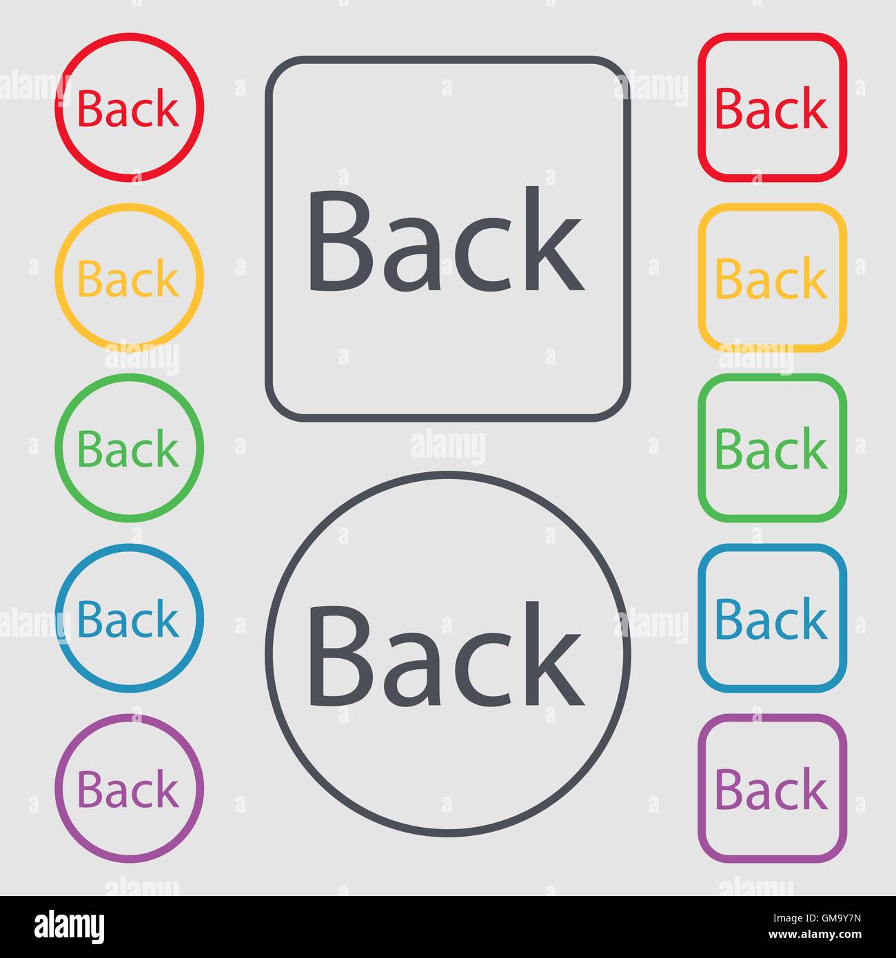 Arrow sign icon. Back button. Navigation symbol. Symbols on the Round ...