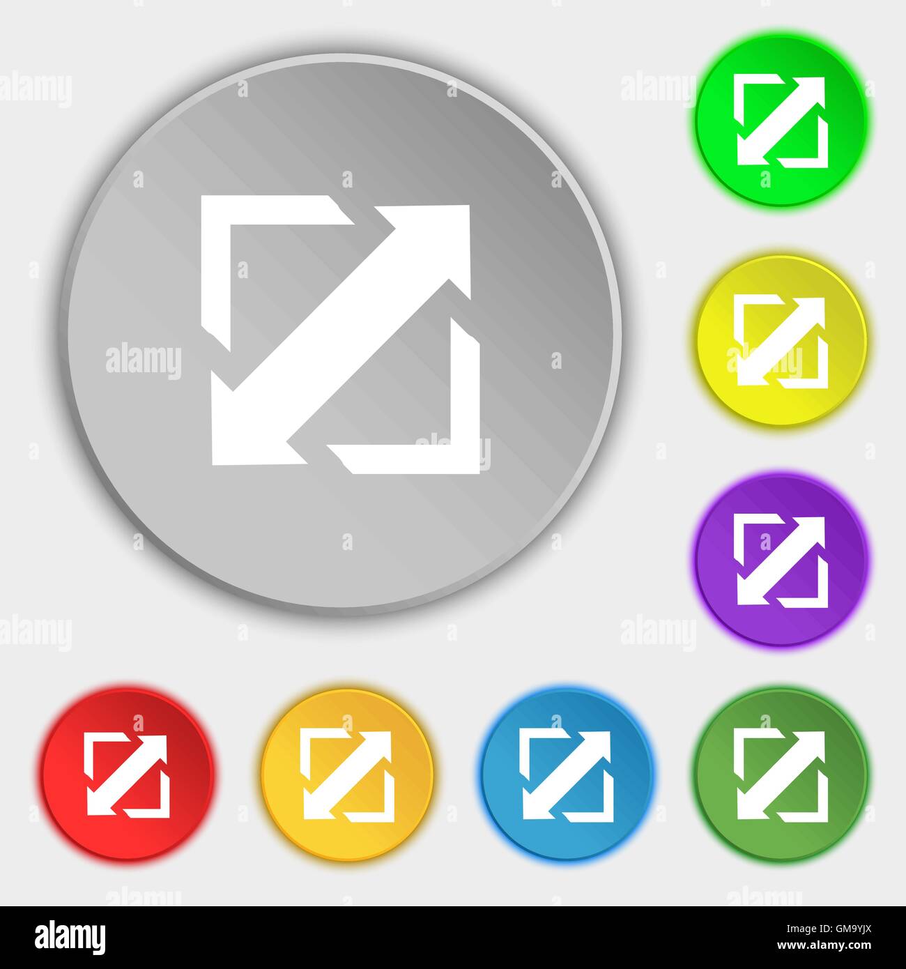 Deploying video, screen size icon sign. Symbols on eight flat buttons. Vector Stock Vector Image ...