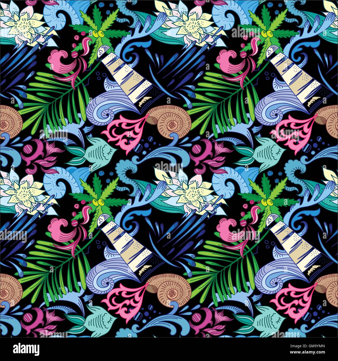 Tropical vector pattern hi-res stock photography and images - Alamy