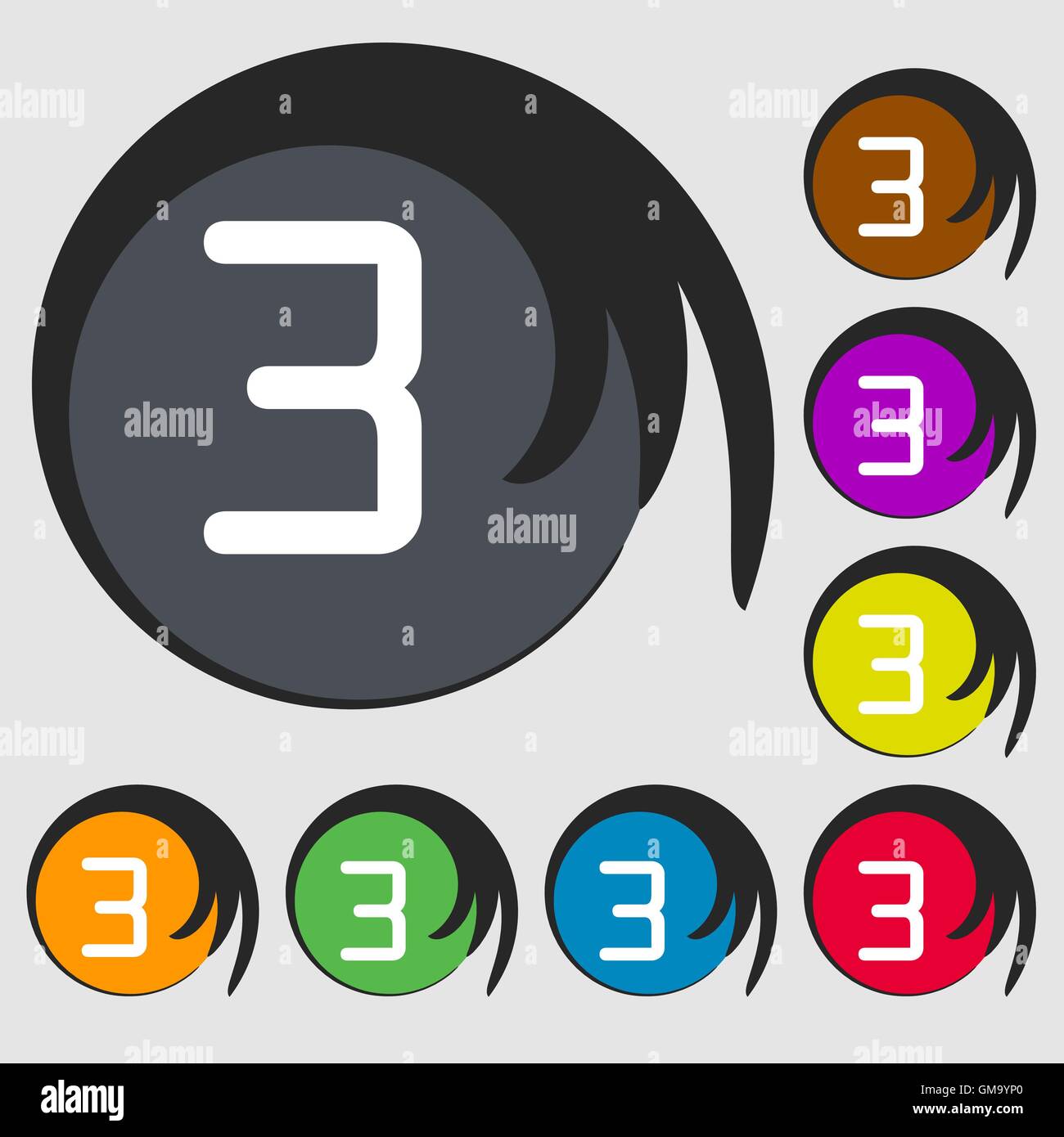 Third place award sign. Winner symbol. Step three. Symbols on eight ...