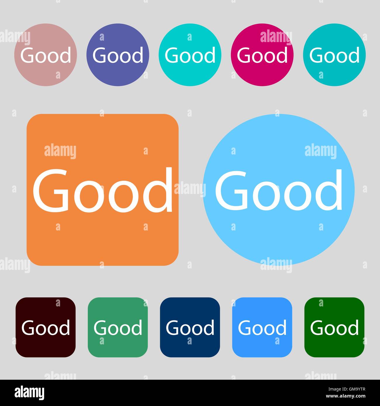 Good sign icon. 12 colored buttons. Flat design. Vector Stock Vector ...