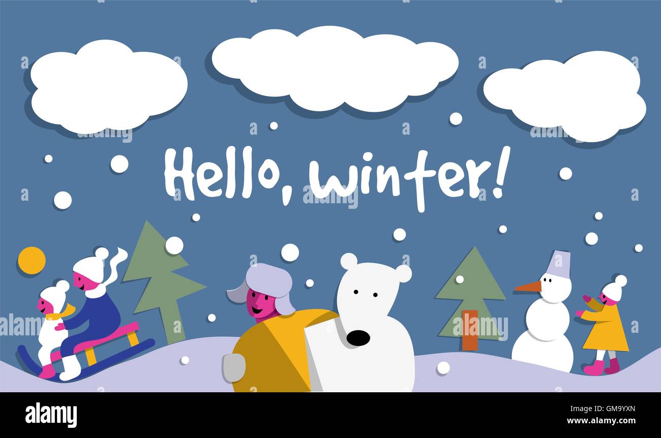 Hello december winter christmas Stock Vector Images - Alamy