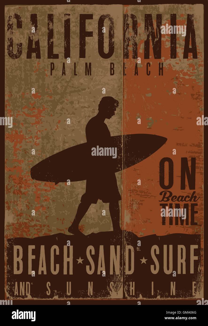 Vintage surfing poster with Grunge background. This artwork can be used ...