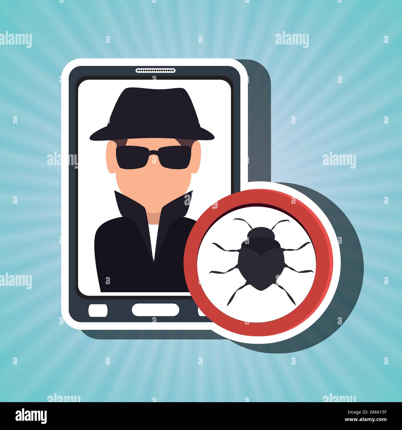 man smartphone detective secure Stock Vector Image & Art - Alamy