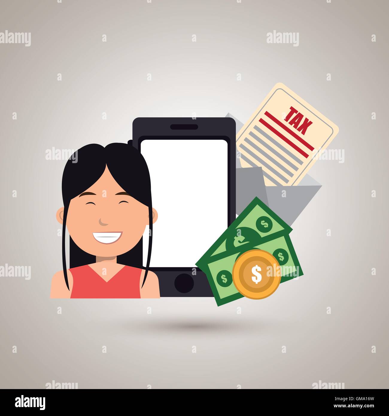Money icon woman counting hi-res stock photography and images - Alamy