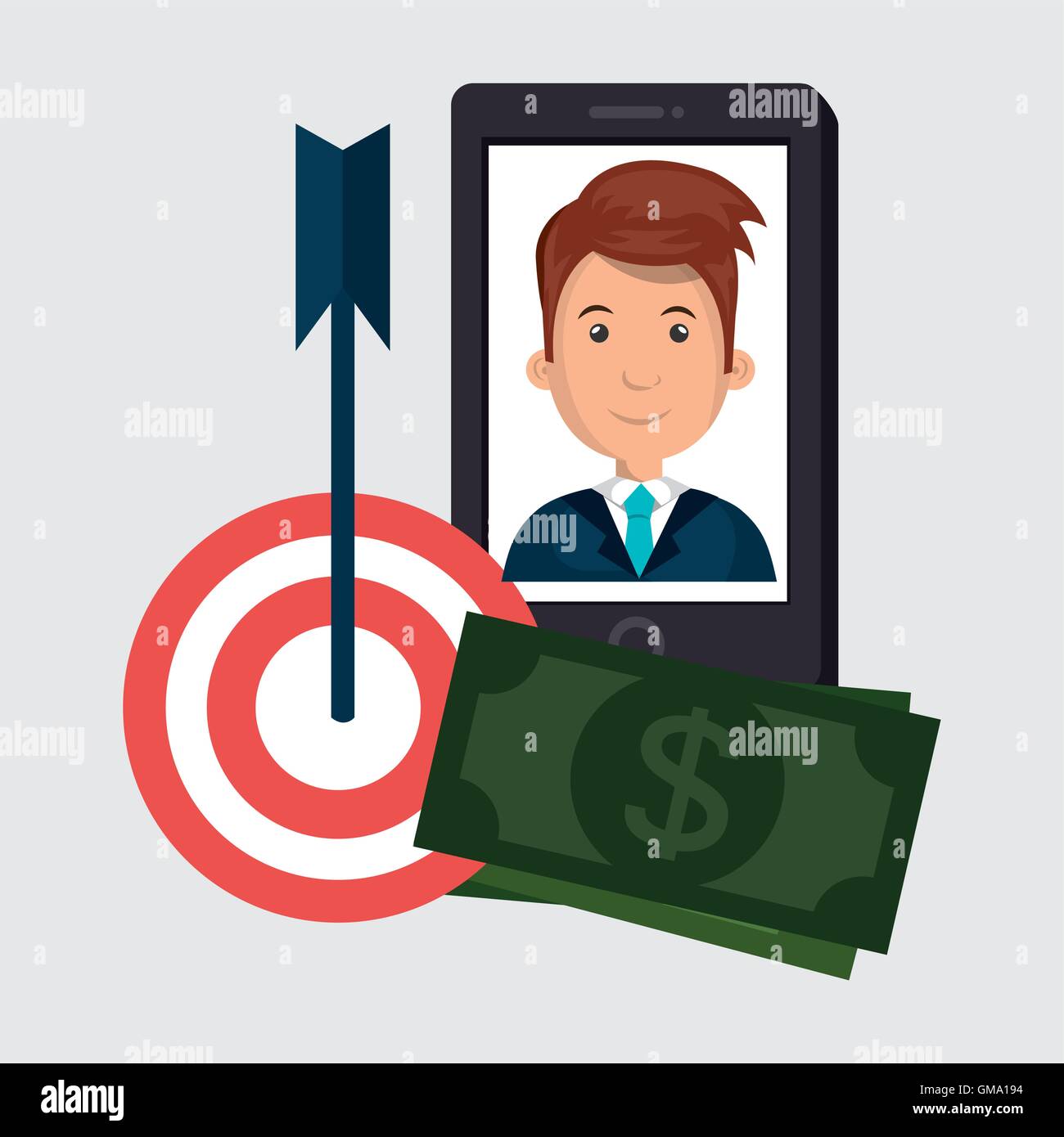 smartphone target money bills Stock Vector Image & Art - Alamy