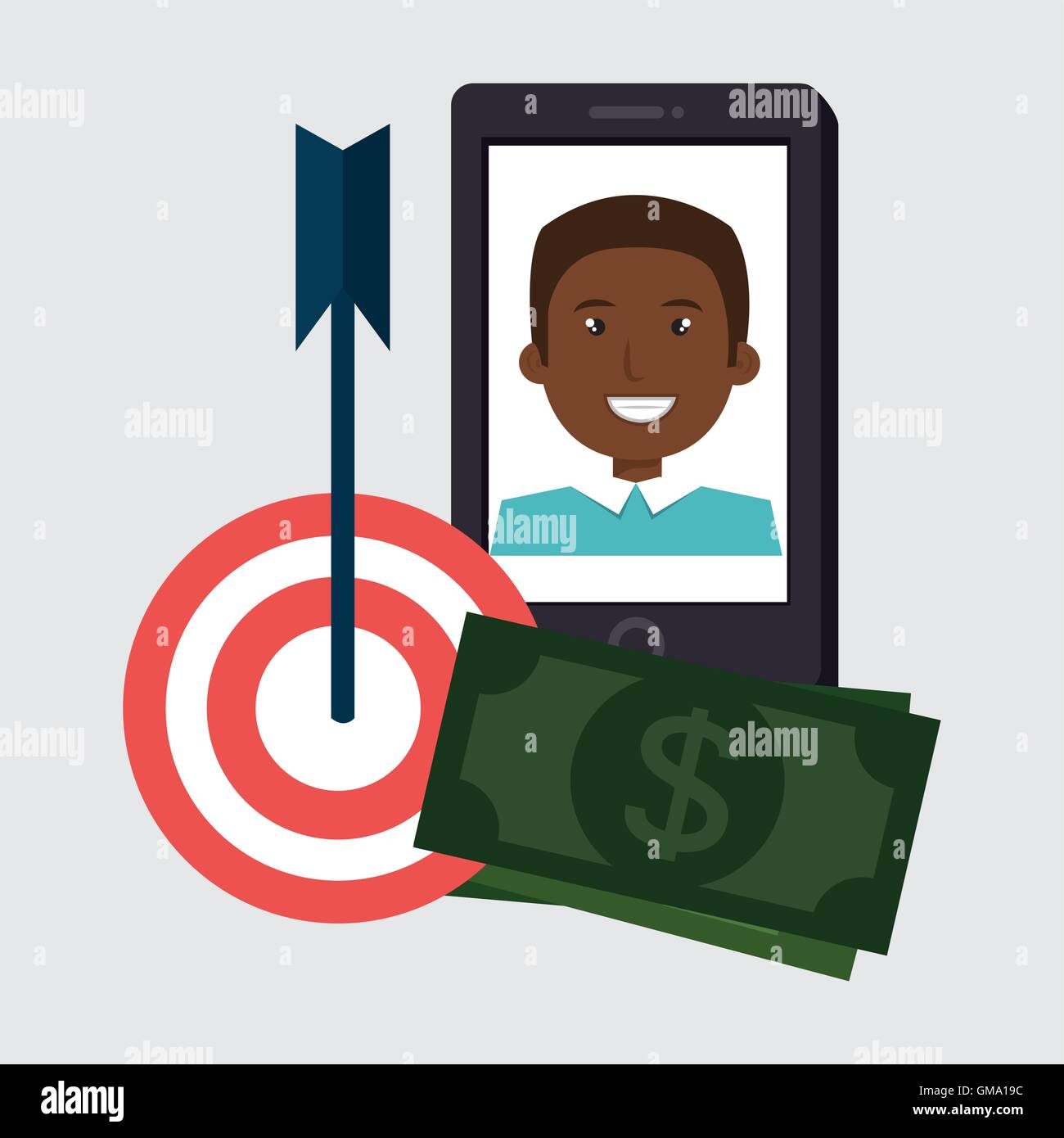smartphone target money bills Stock Vector Image & Art - Alamy