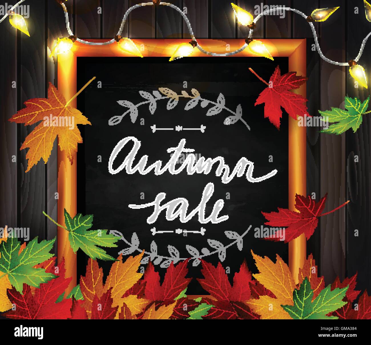 Chalkboard with autumn leaves Stock Vector Image & Art - Alamy