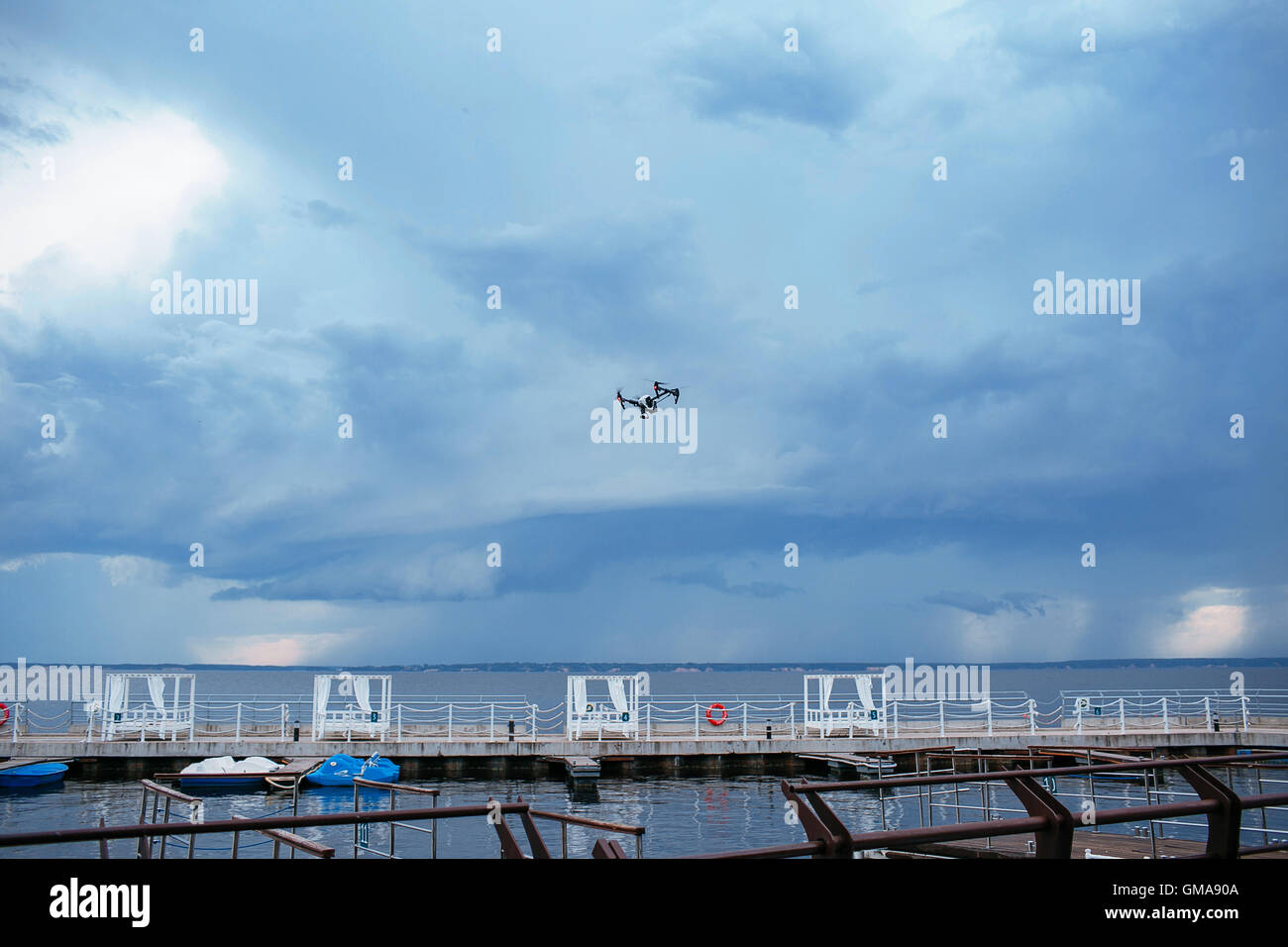 Flying drone with storm hi-res stock photography and images - Alamy
