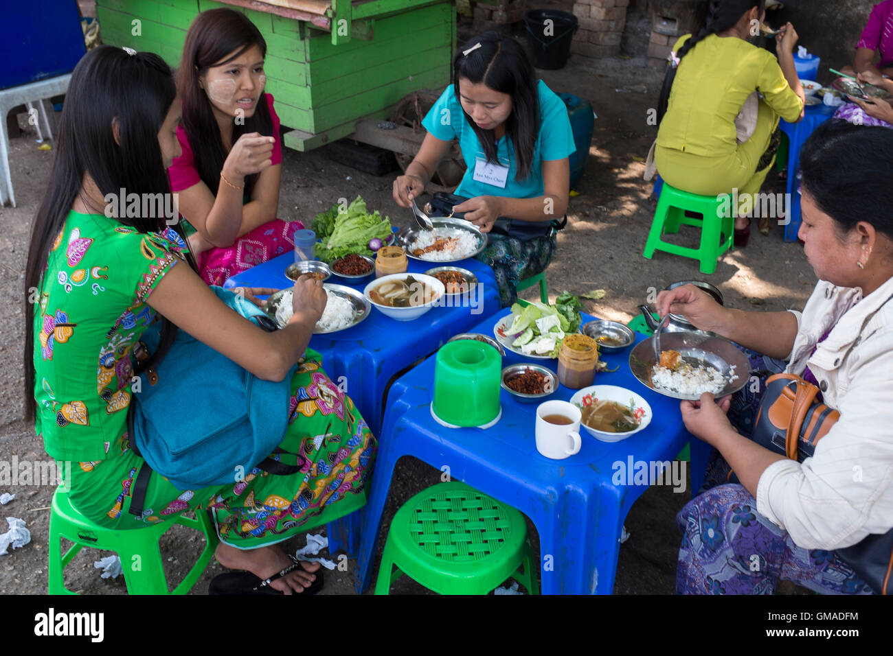 Young People Eating at a Street Food Stall Yangon Myanmar Stock Photo ...