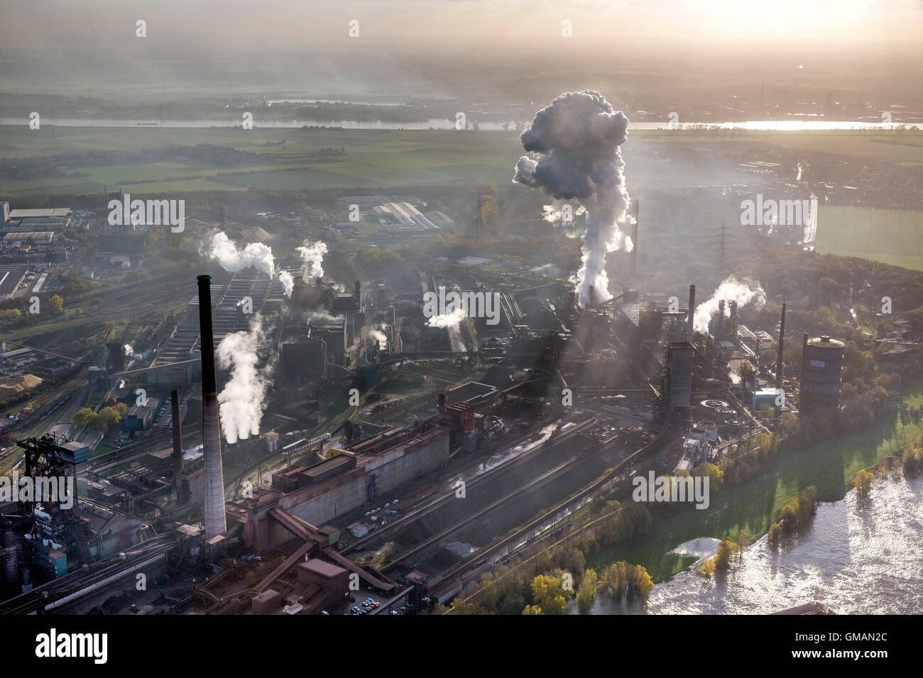 Aerial view, HKM, Mannesmann oxygen steelmaking 1, aerial view of ...