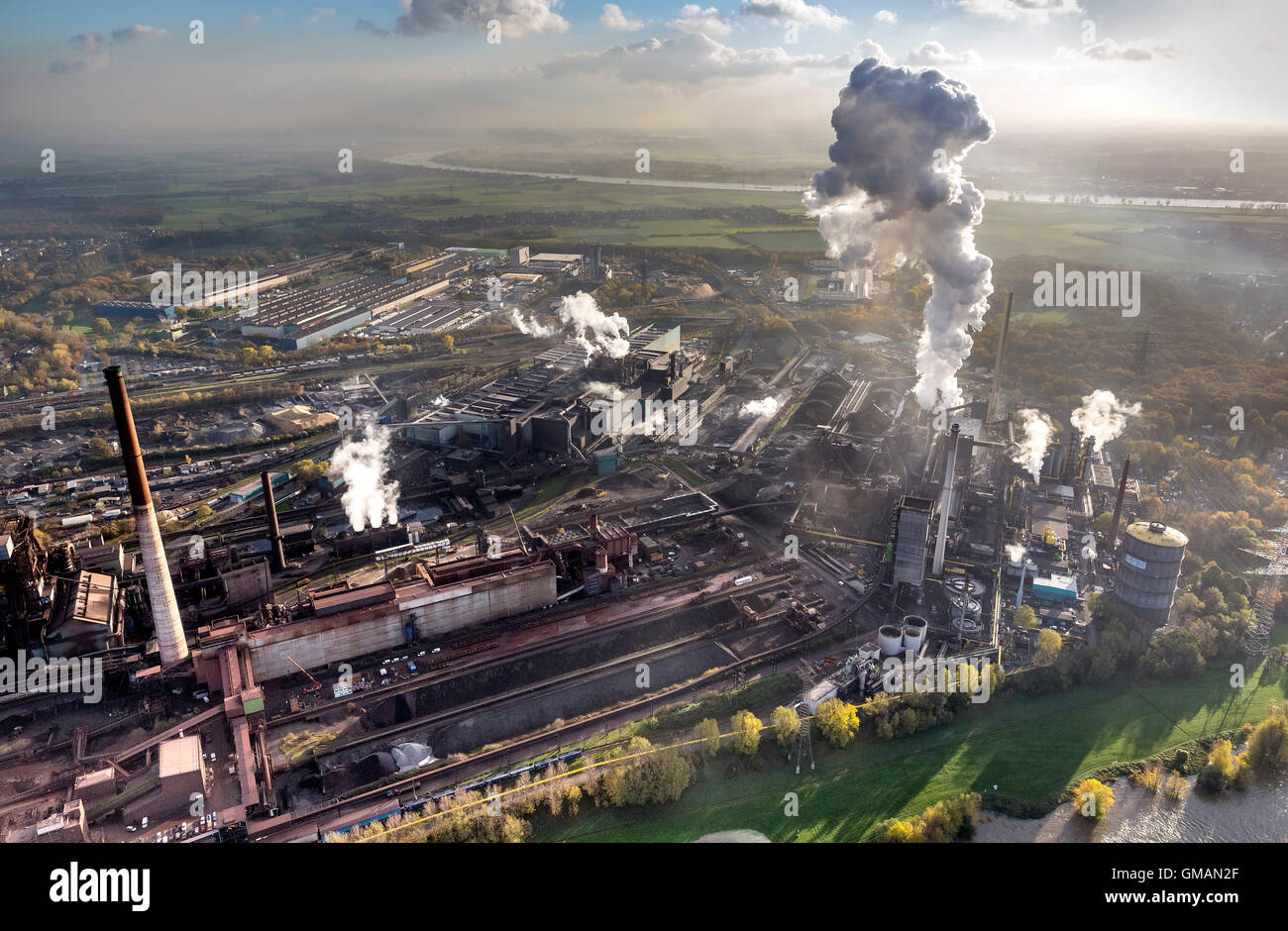 Aerial view, HKM, Mannesmann oxygen steelmaking 1, aerial view of ...