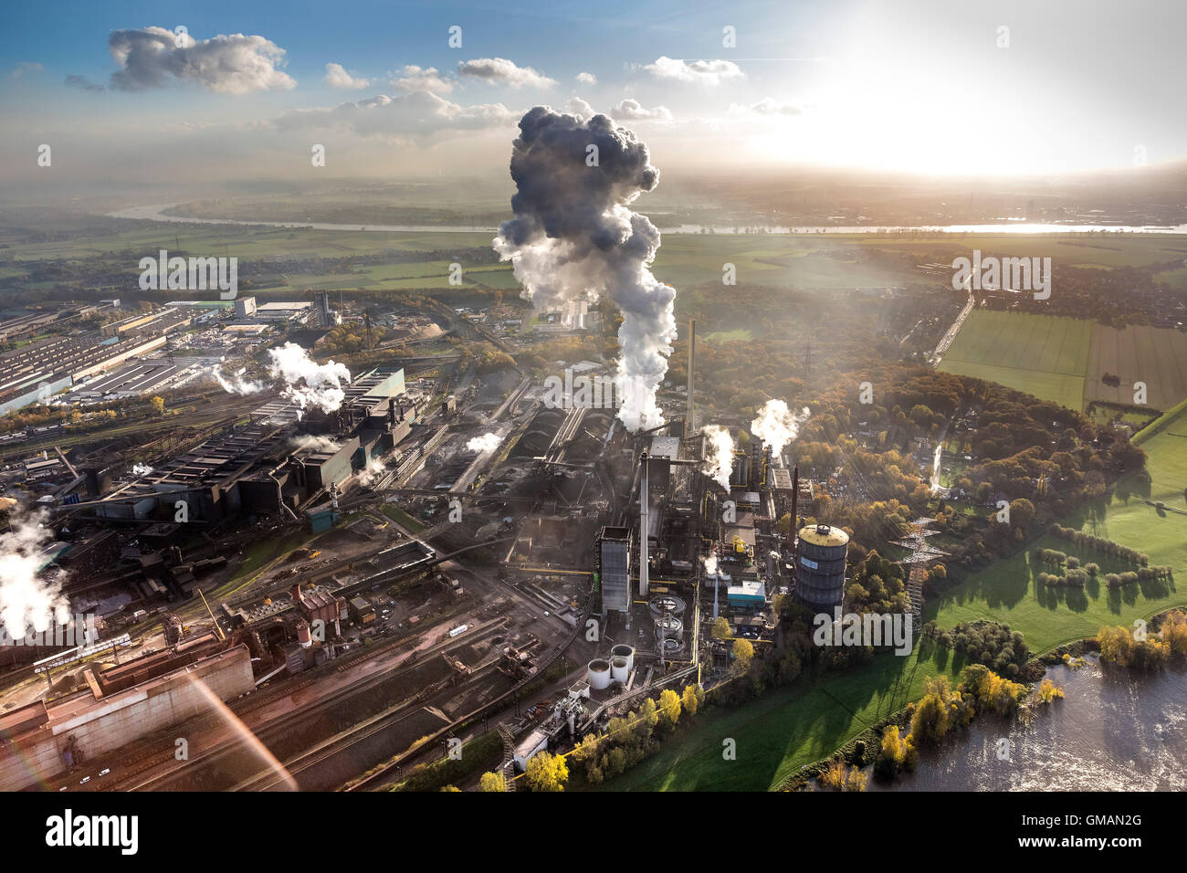 Aerial view, HKM, Mannesmann oxygen steelmaking 1, aerial view of ...