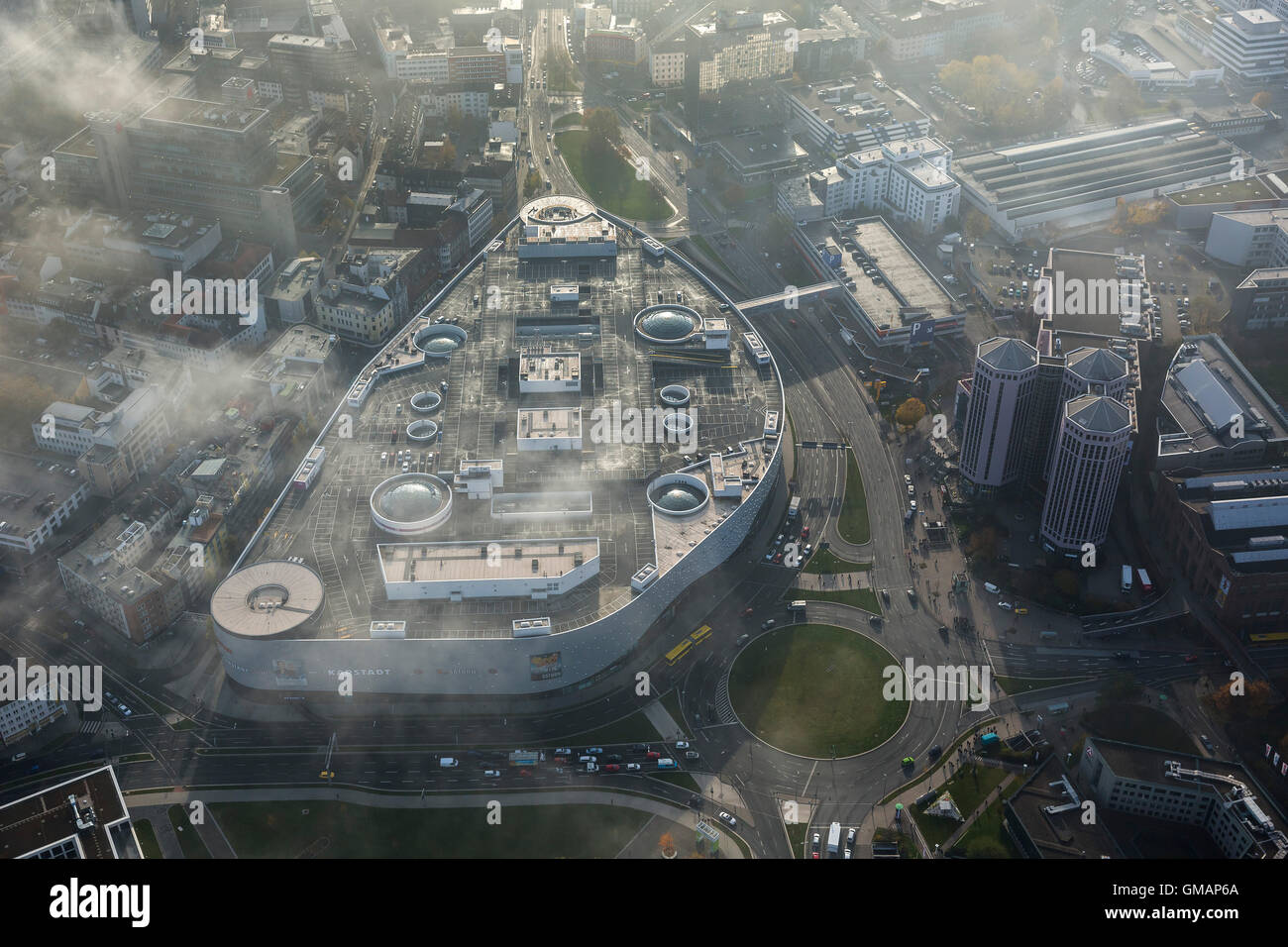 Limbecker Platz Shopping Centre, autumnal clouds over the center of ...