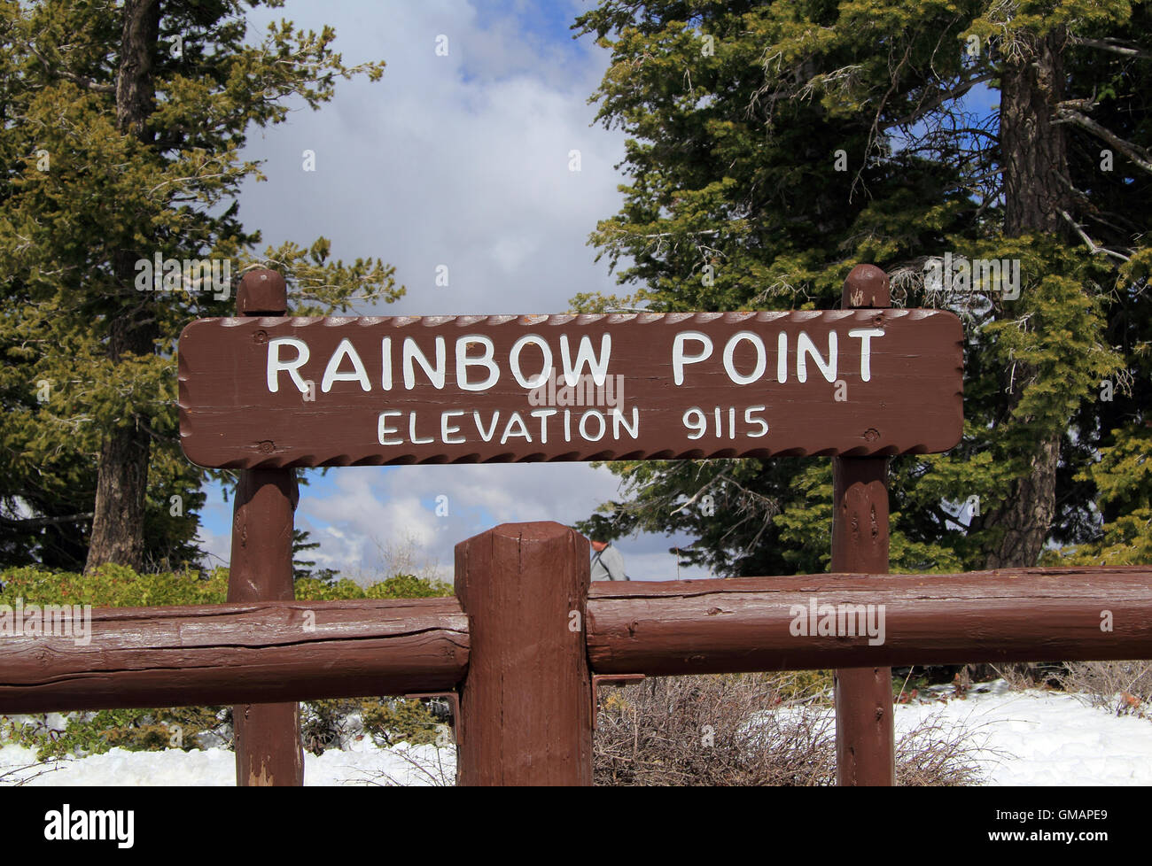 Rainbow Point Elevation Sign in Bryce Canyon National Park, Utah Stock ...